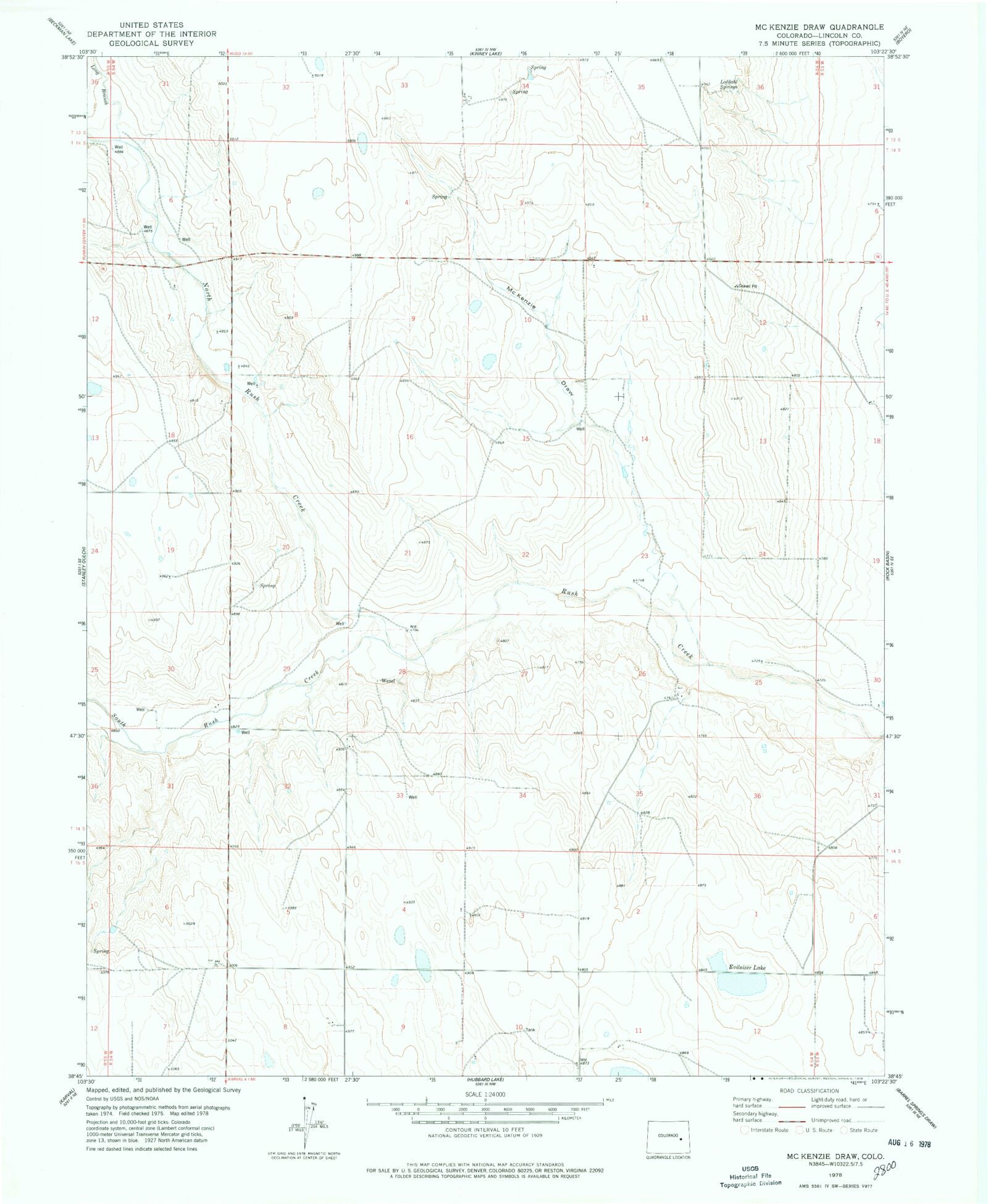 Classic USGS McKenzie Draw Colorado 7.5'x7.5' Topo Map – MyTopo Map Store