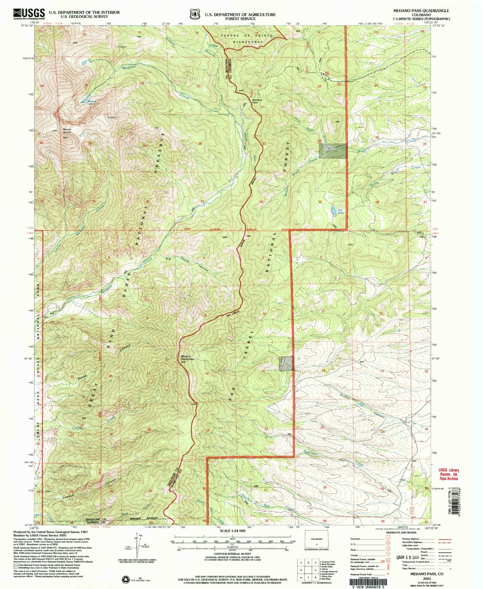 Classic USGS Medano Pass Colorado 7.5'x7.5' Topo Map – MyTopo Map Store