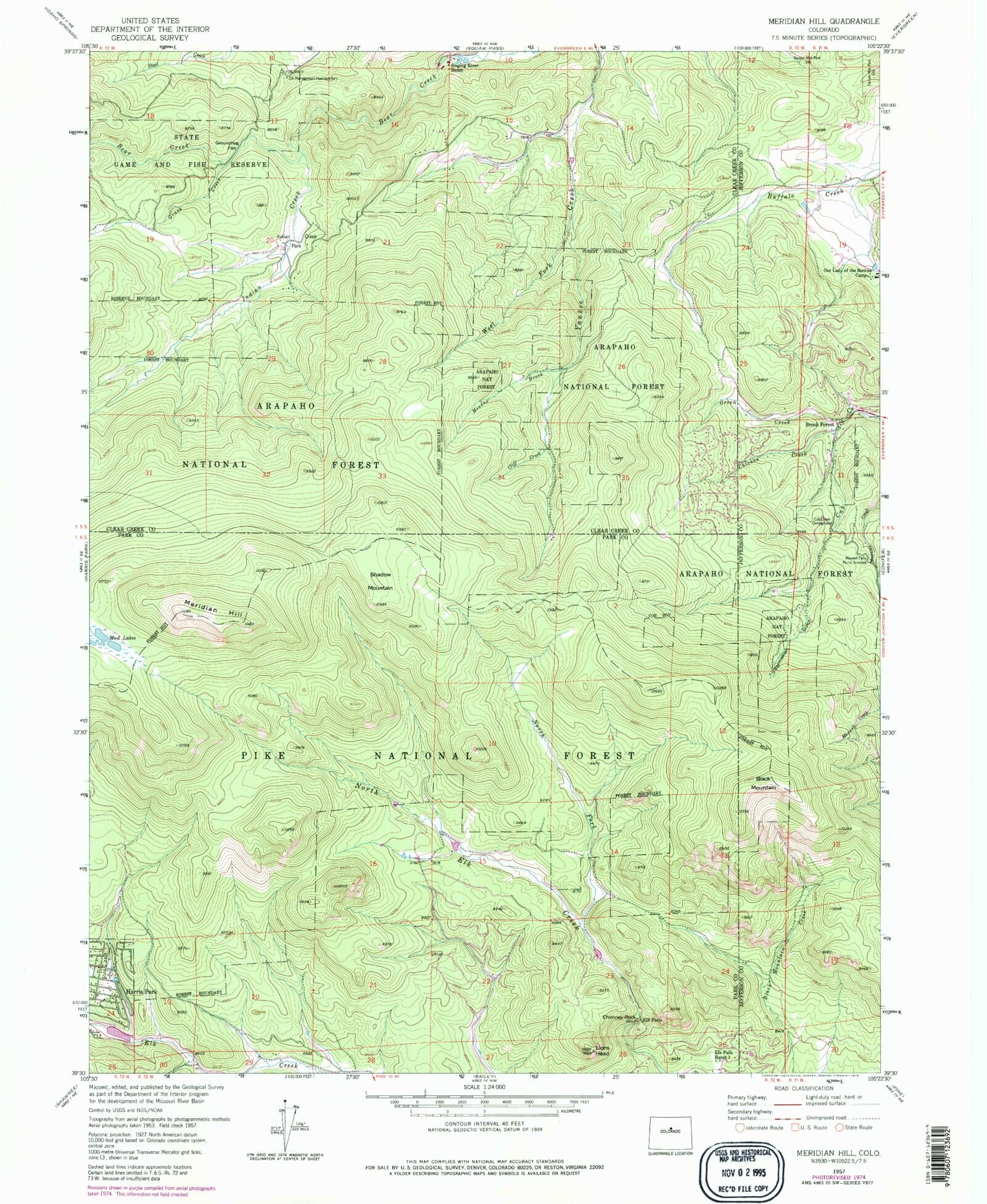 Classic USGS Meridian Hill Colorado 7.5'x7.5' Topo Map – MyTopo Map Store