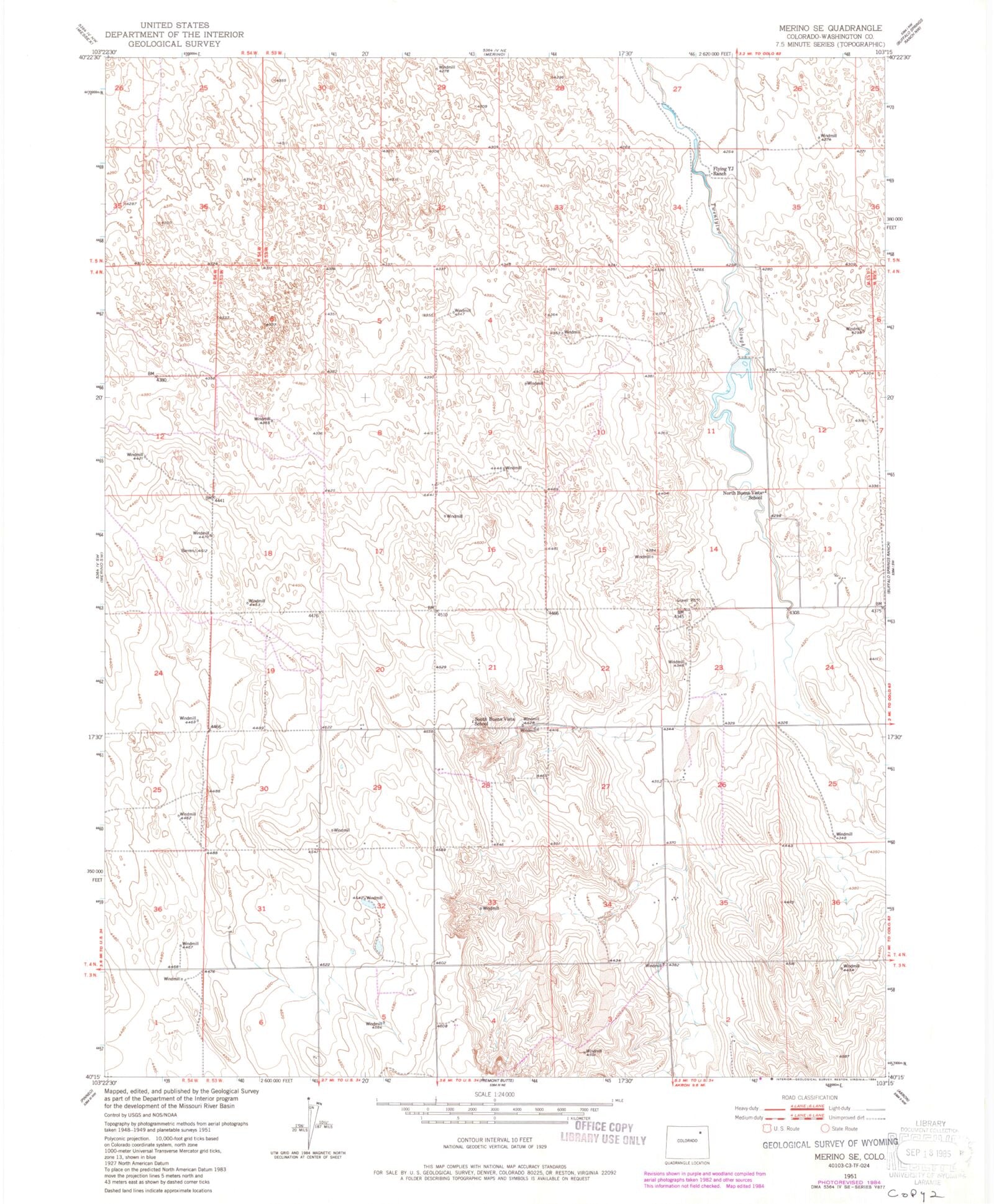 Classic USGS Merino SE Colorado 7.5'x7.5' Topo Map – MyTopo Map Store