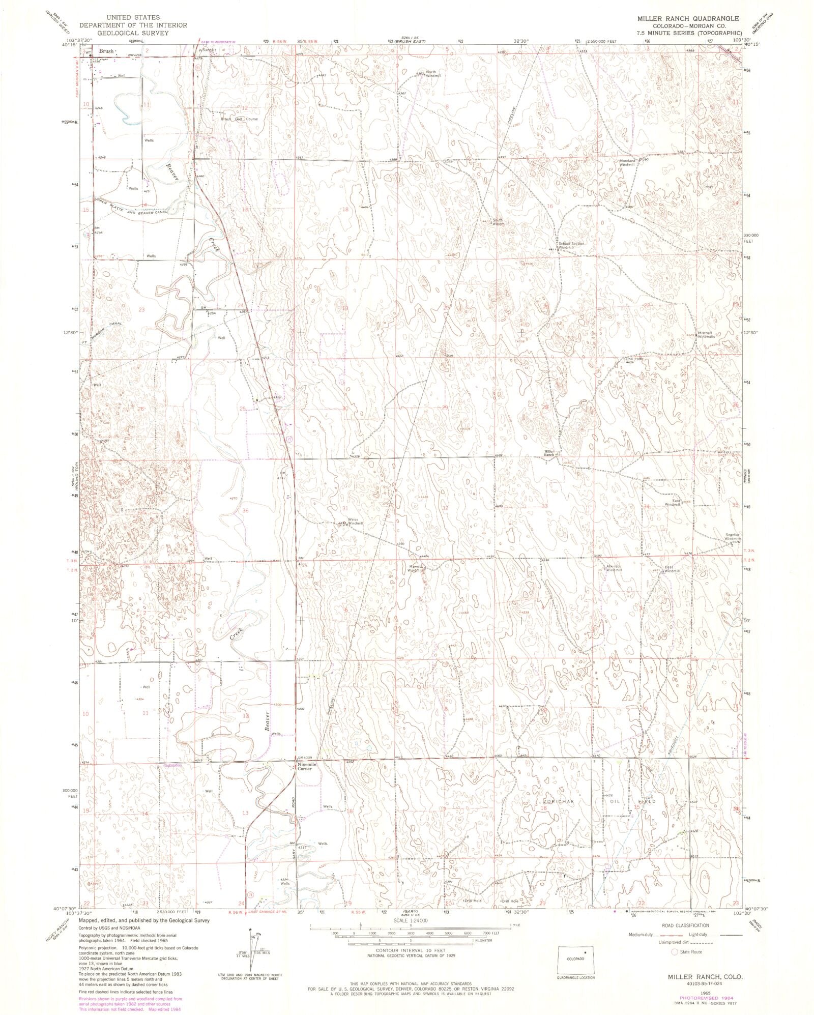Classic USGS Miller Ranch Colorado 7.5'x7.5' Topo Map – MyTopo Map Store