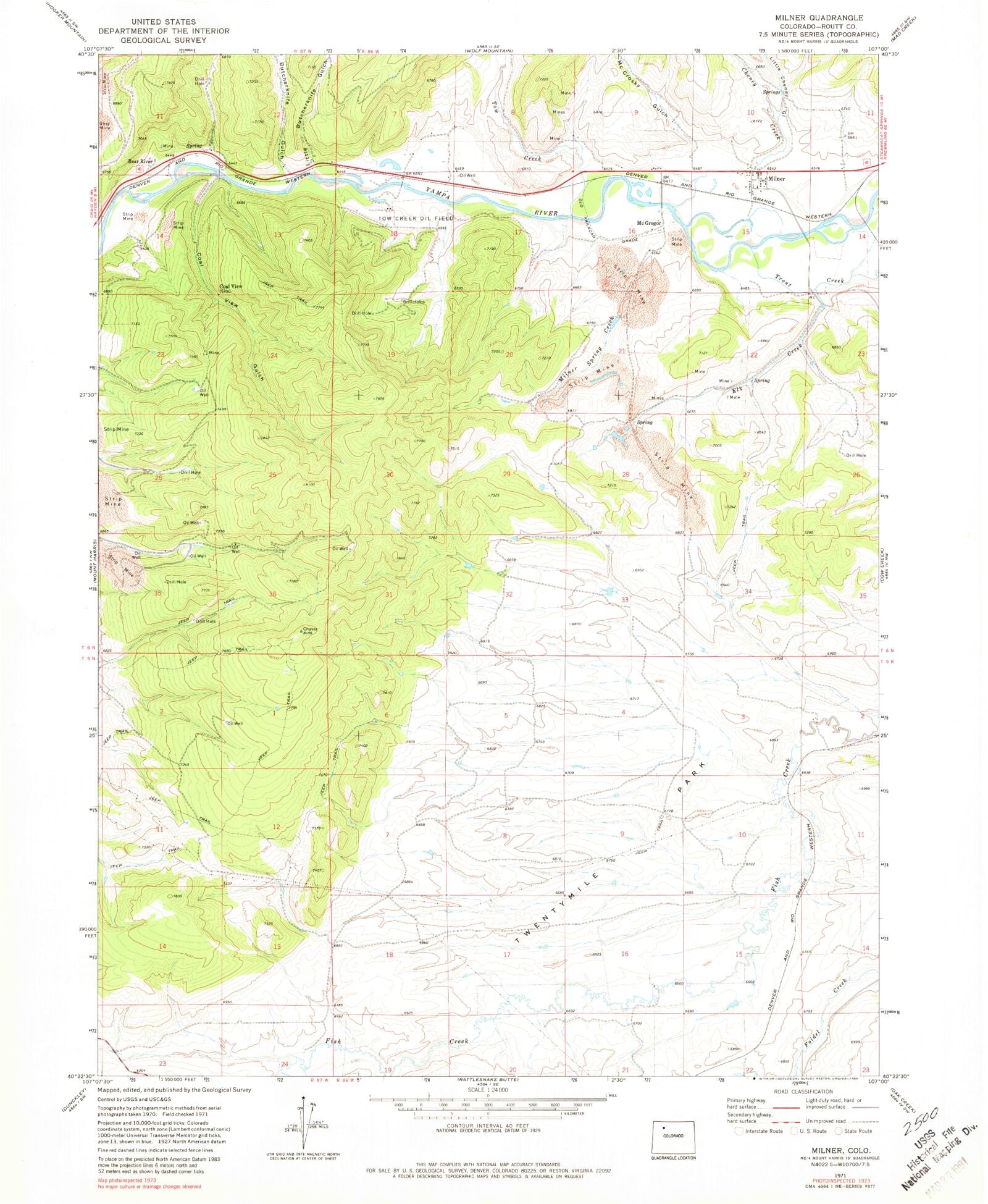 Classic USGS Milner Colorado 7.5'x7.5' Topo Map – MyTopo Map Store