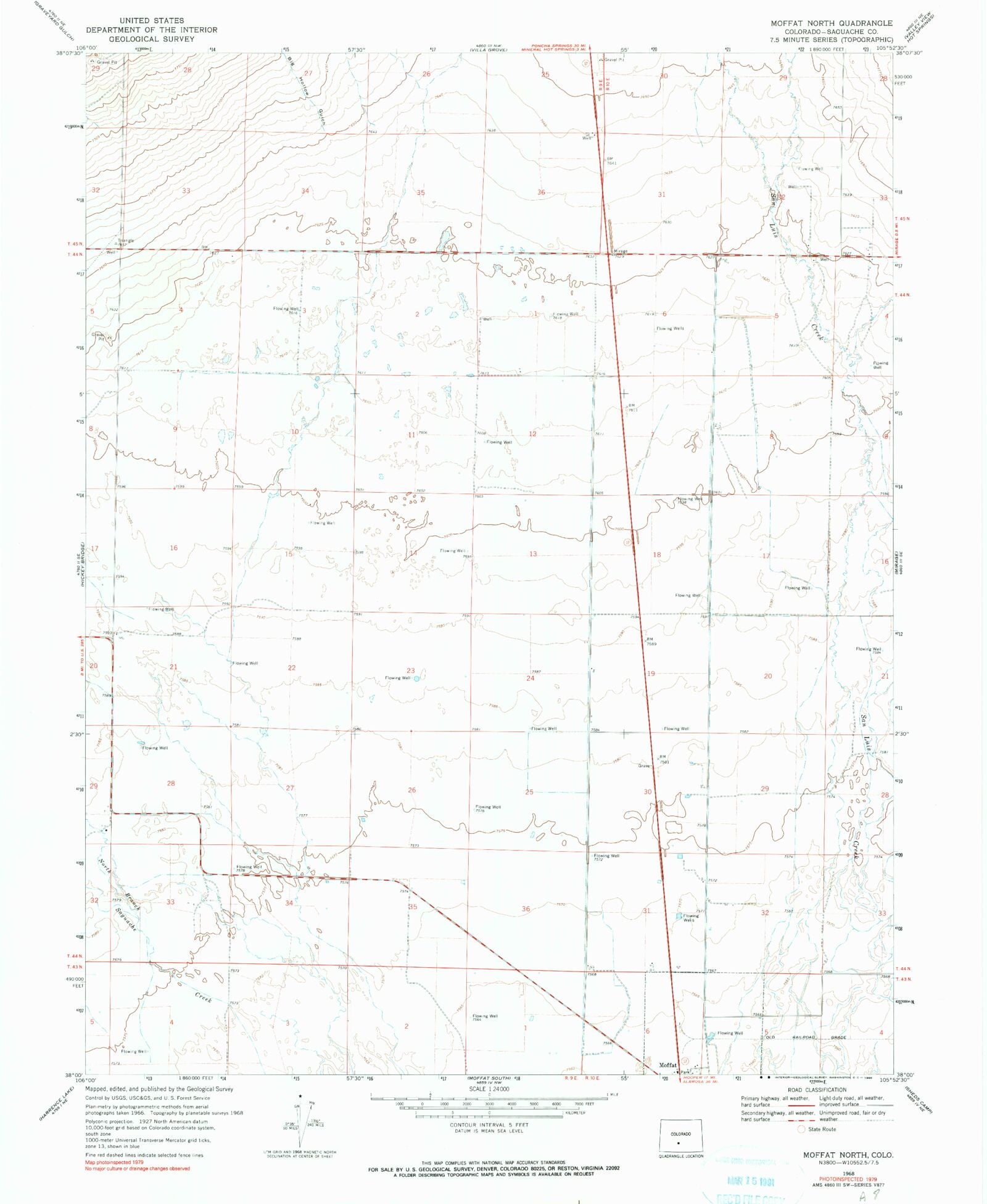 Classic USGS Moffat North Colorado 7.5'x7.5' Topo Map – MyTopo Map Store