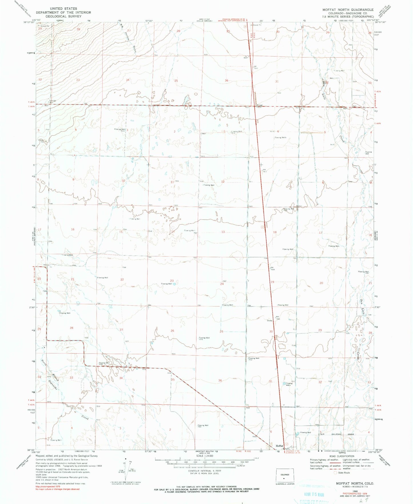 Classic USGS Moffat North Colorado 7.5'x7.5' Topo Map – MyTopo Map Store