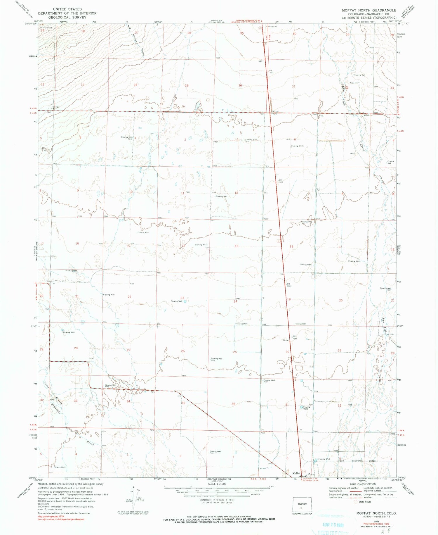 Classic USGS Moffat North Colorado 7.5'x7.5' Topo Map – MyTopo Map Store