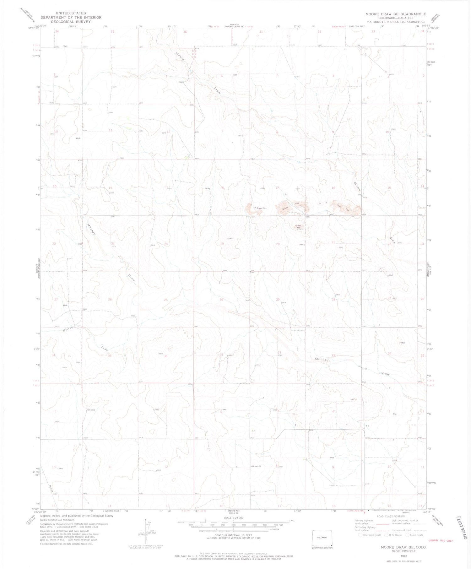 Classic USGS Moore Draw SE Colorado 7.5'x7.5' Topo Map – MyTopo Map Store
