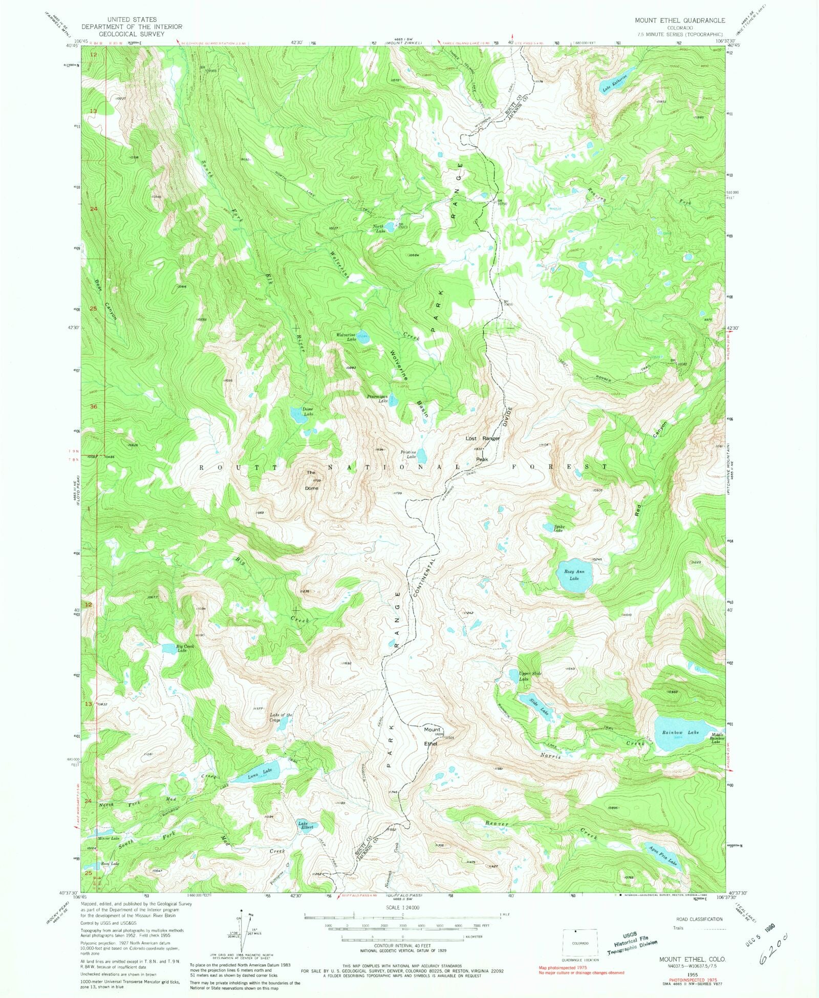 USGS Classic Mount Ethel Colorado 7.5'x7.5' Topo Map – MyTopo Map Store