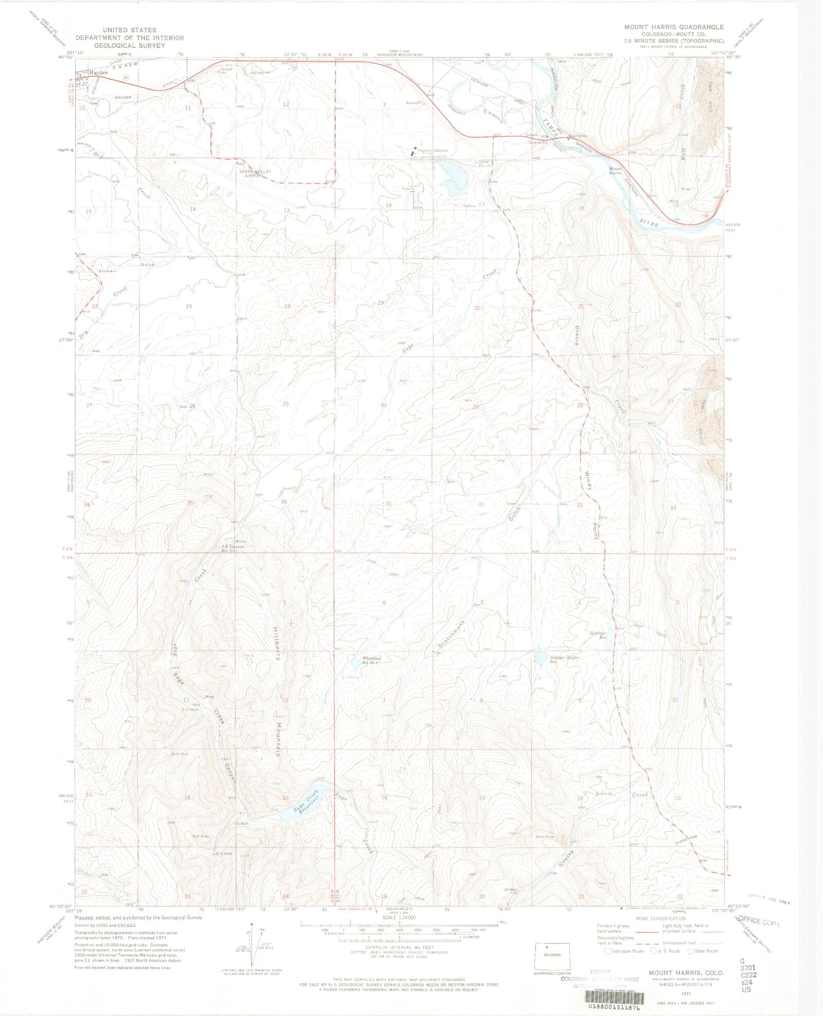Classic USGS Mount Harris Colorado 7.5'x7.5' Topo Map – MyTopo Map Store