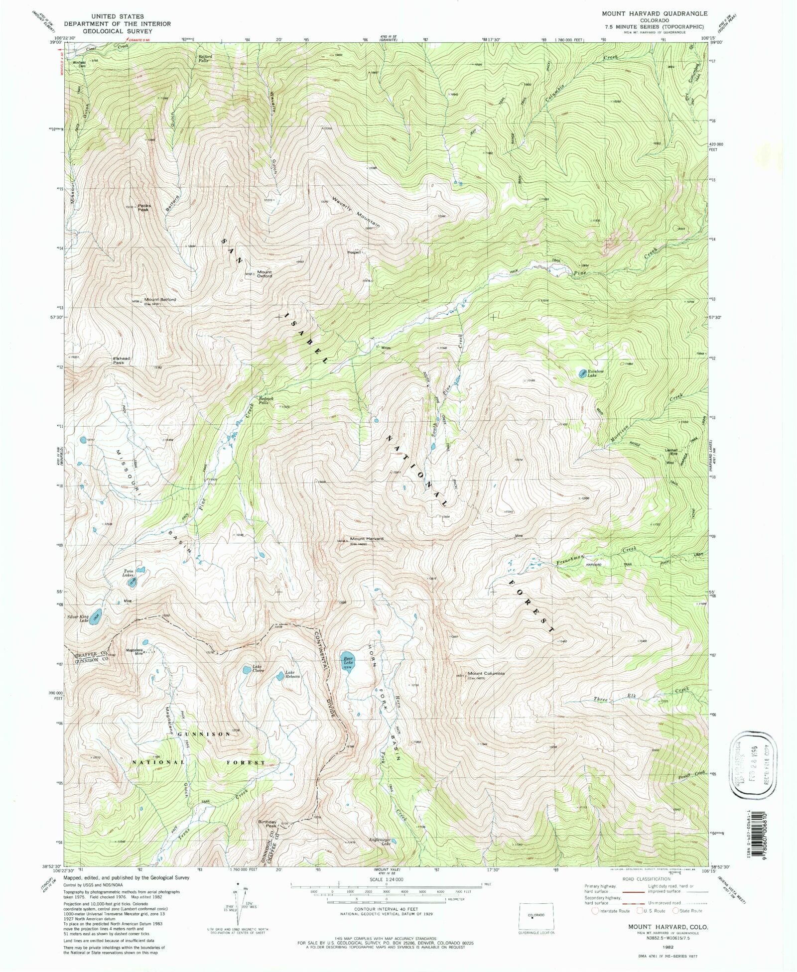 USGS Classic Mount Harvard Colorado 7.5'x7.5' Topo Map – MyTopo Map Store
