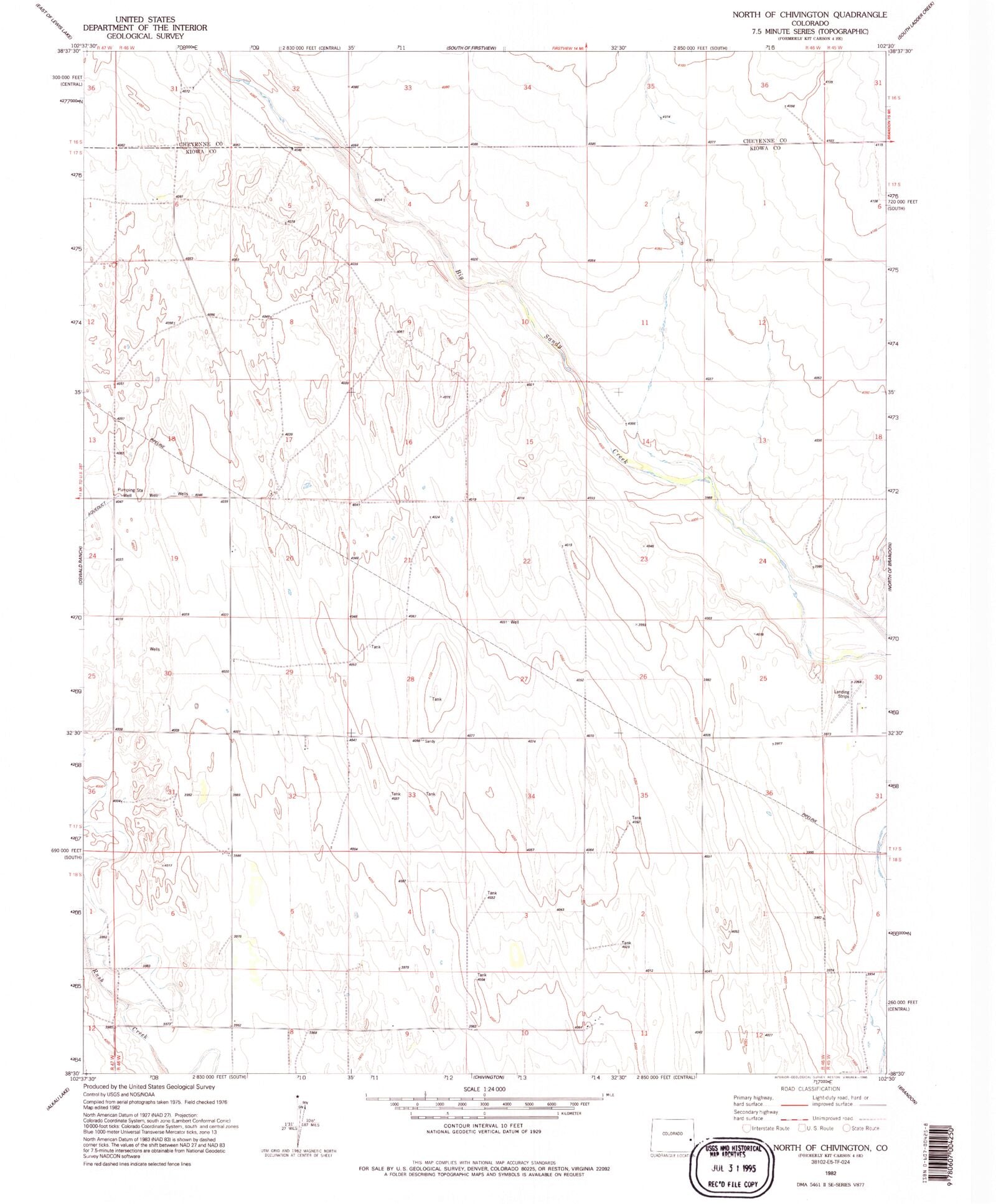 Classic USGS North of Chivington Colorado 7.5'x7.5' Topo Map – MyTopo ...