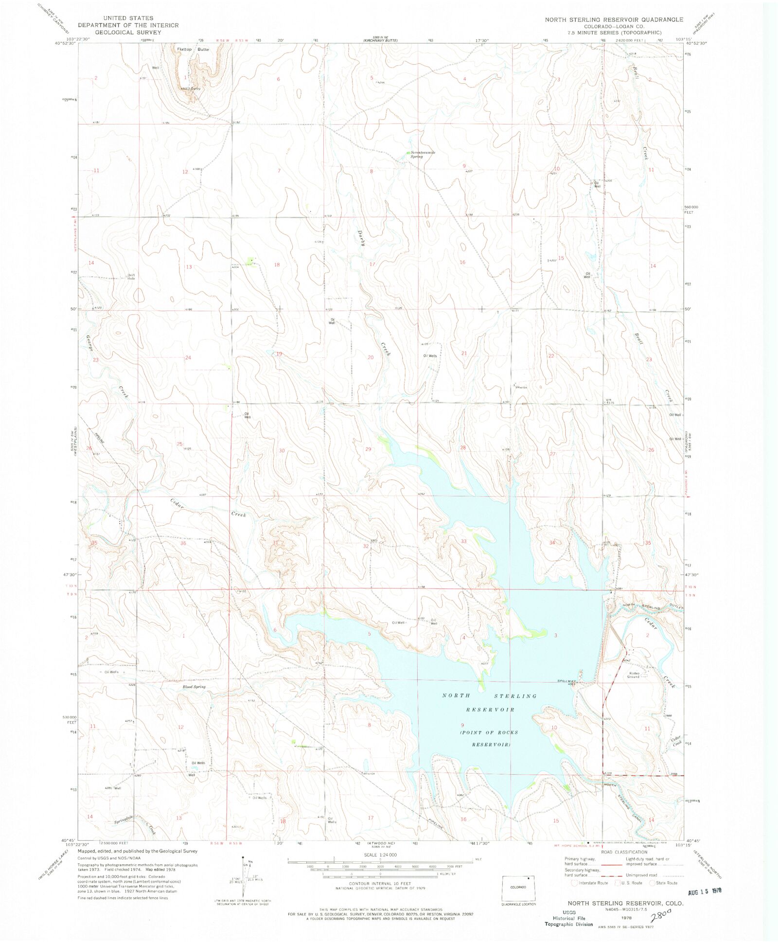 Classic USGS North Sterling Reservoir Colorado 7.5'x7.5' Topo Map ...