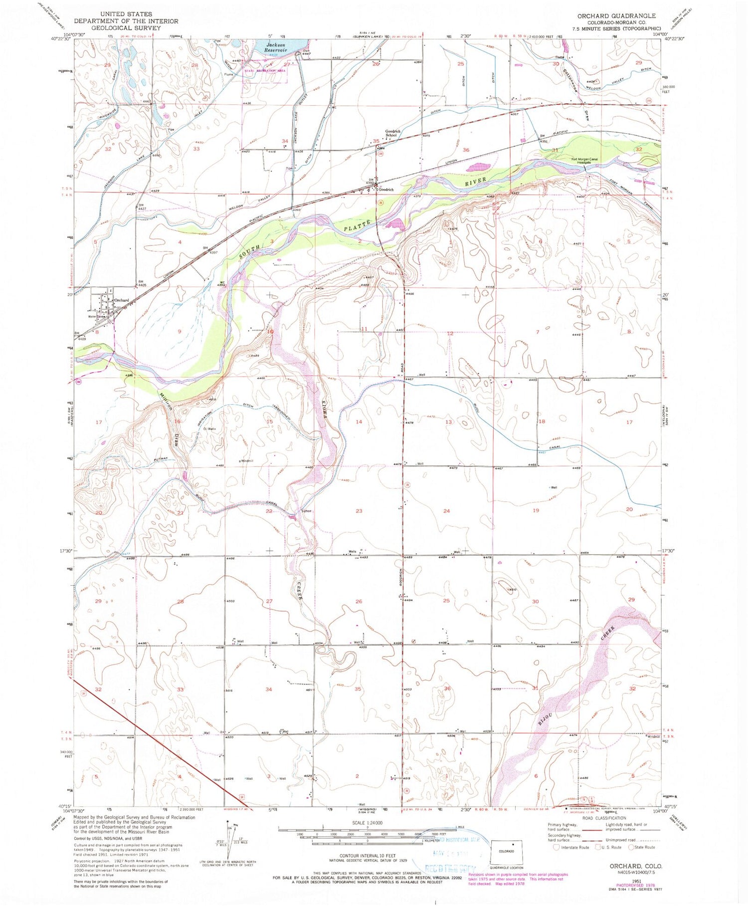 Classic USGS Orchard Colorado 7.5'x7.5' Topo Map – MyTopo Map Store
