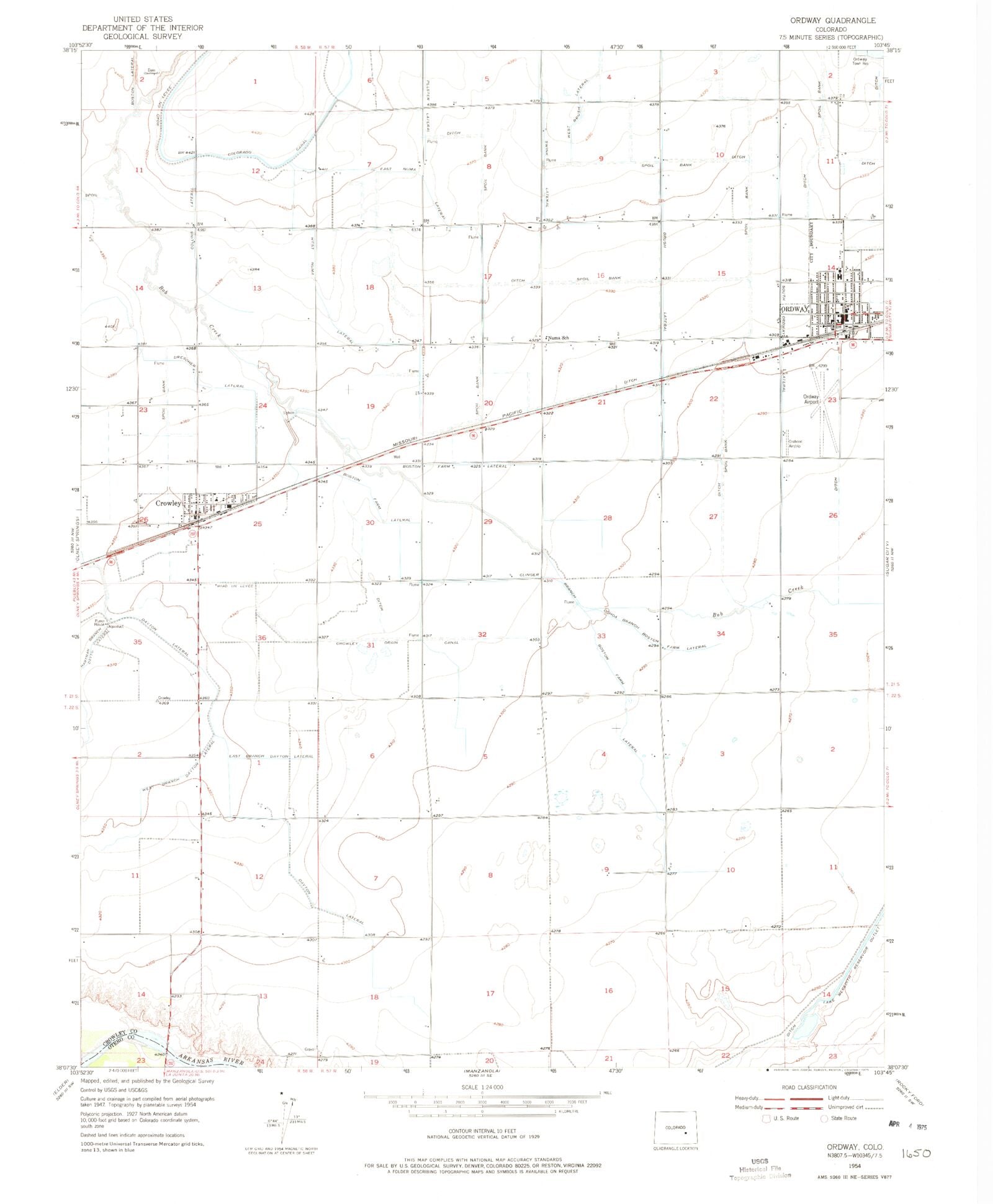 Classic USGS Ordway Colorado 7.5'x7.5' Topo Map – MyTopo Map Store