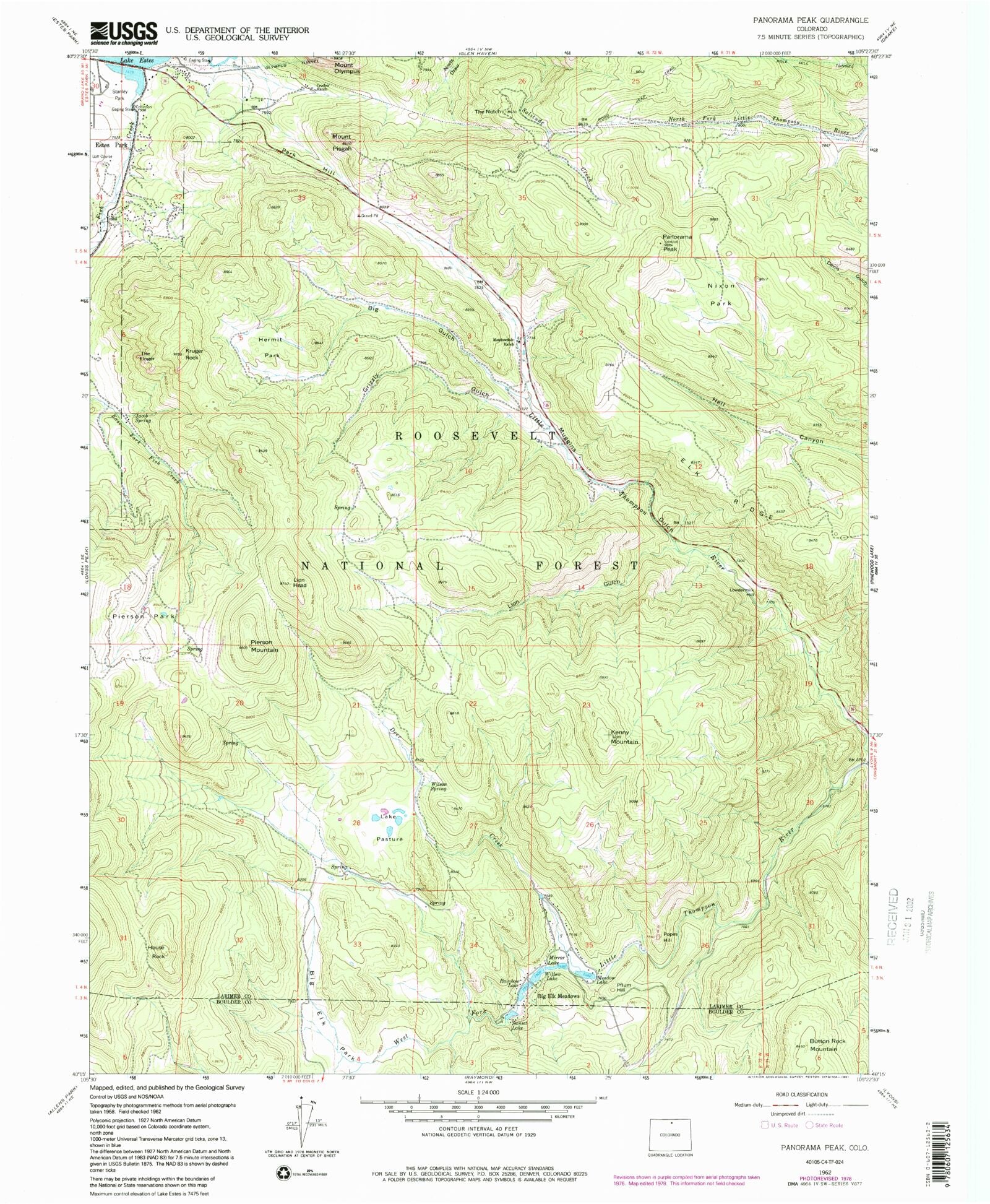 Classic USGS Panorama Peak Colorado 7.5'x7.5' Topo Map – MyTopo Map Store