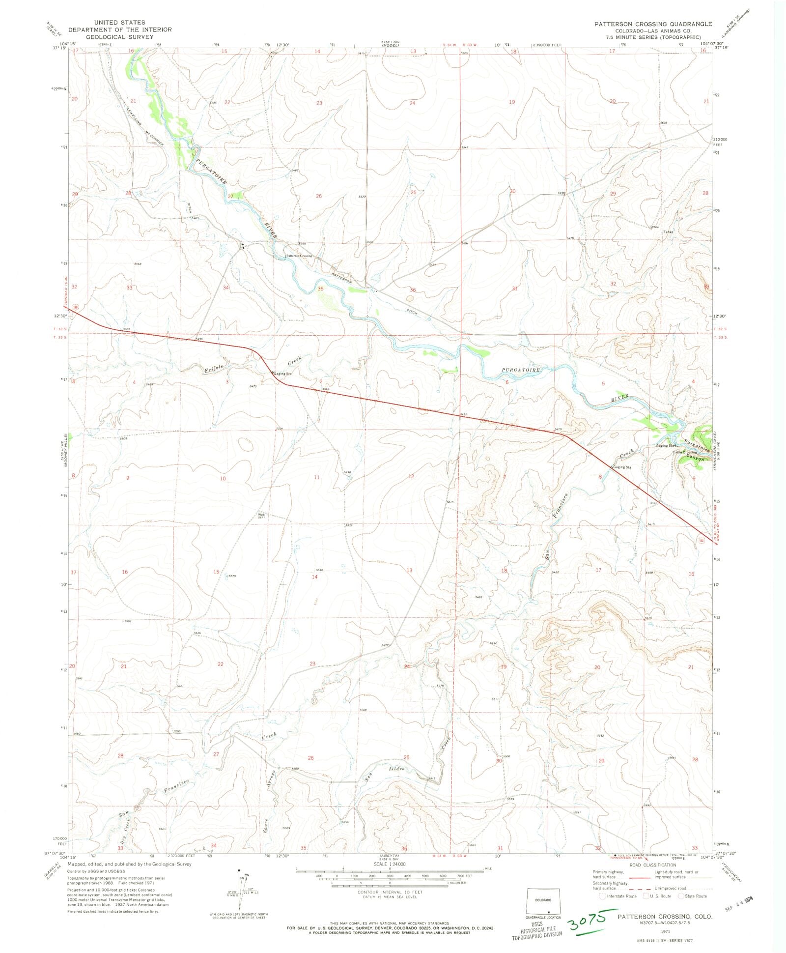 Classic USGS Patterson Crossing Colorado 7.5'x7.5' Topo Map – MyTopo ...