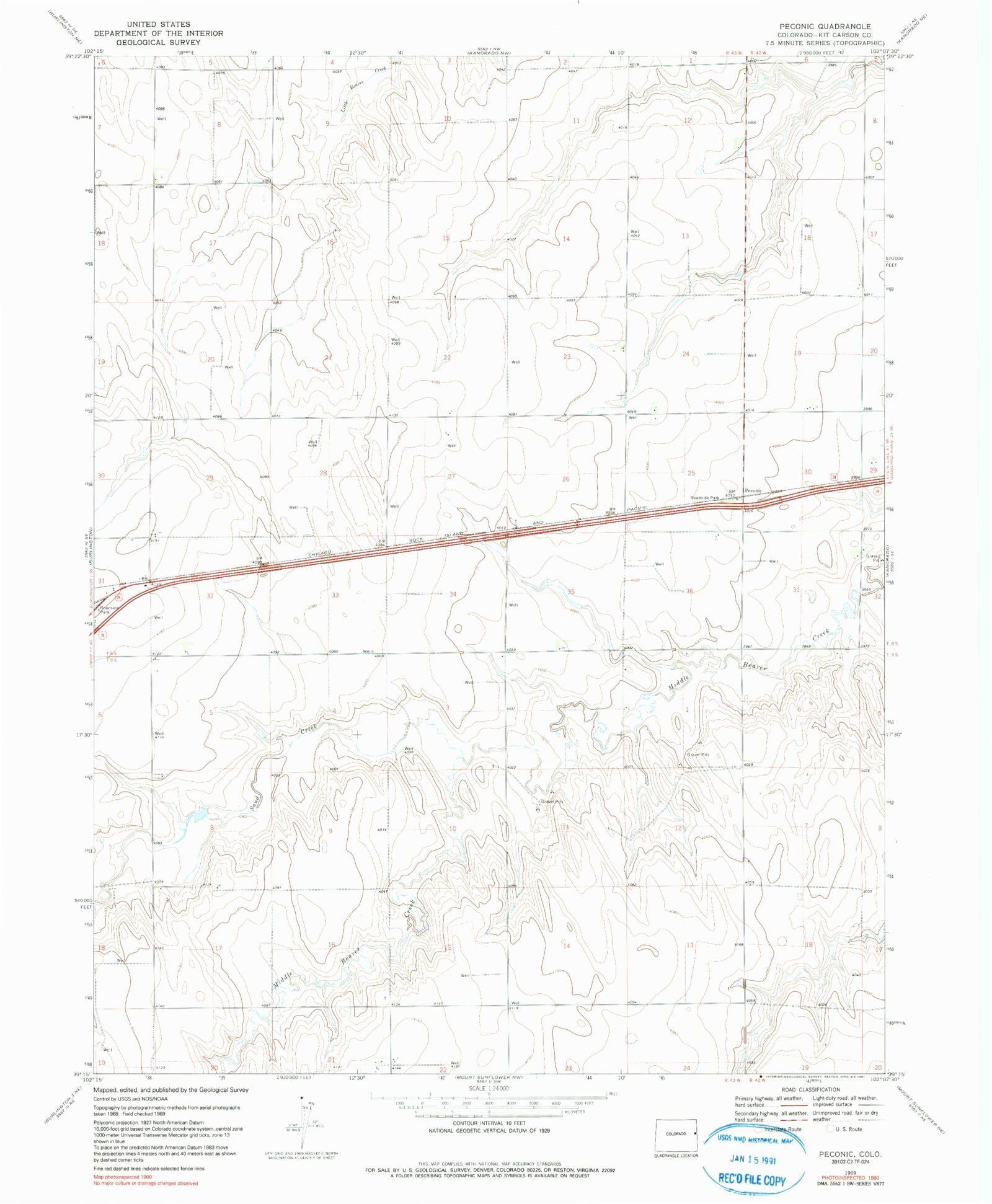 Classic USGS Peconic Colorado 7.5'x7.5' Topo Map – MyTopo Map Store