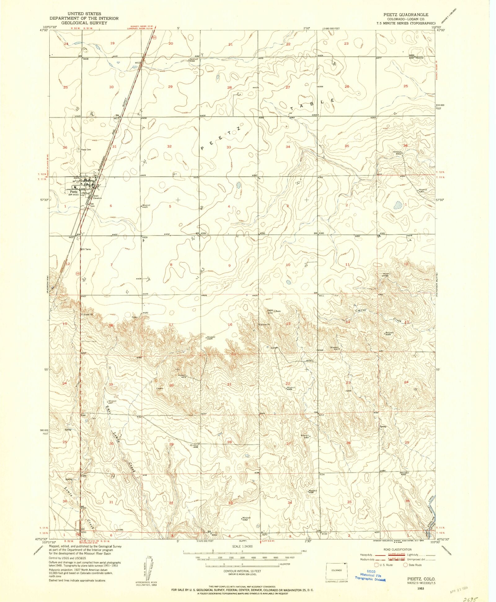 Classic USGS Peetz Colorado 7.5'x7.5' Topo Map – MyTopo Map Store