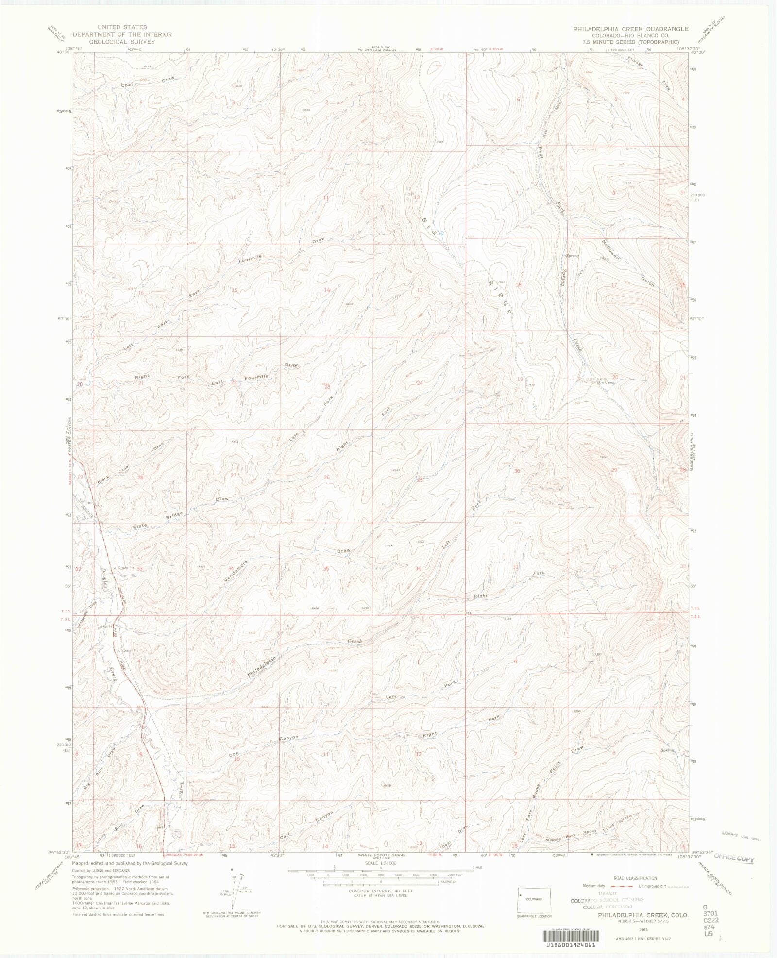 Classic USGS Philadelphia Creek Colorado 7.5'x7.5' Topo Map – MyTopo ...