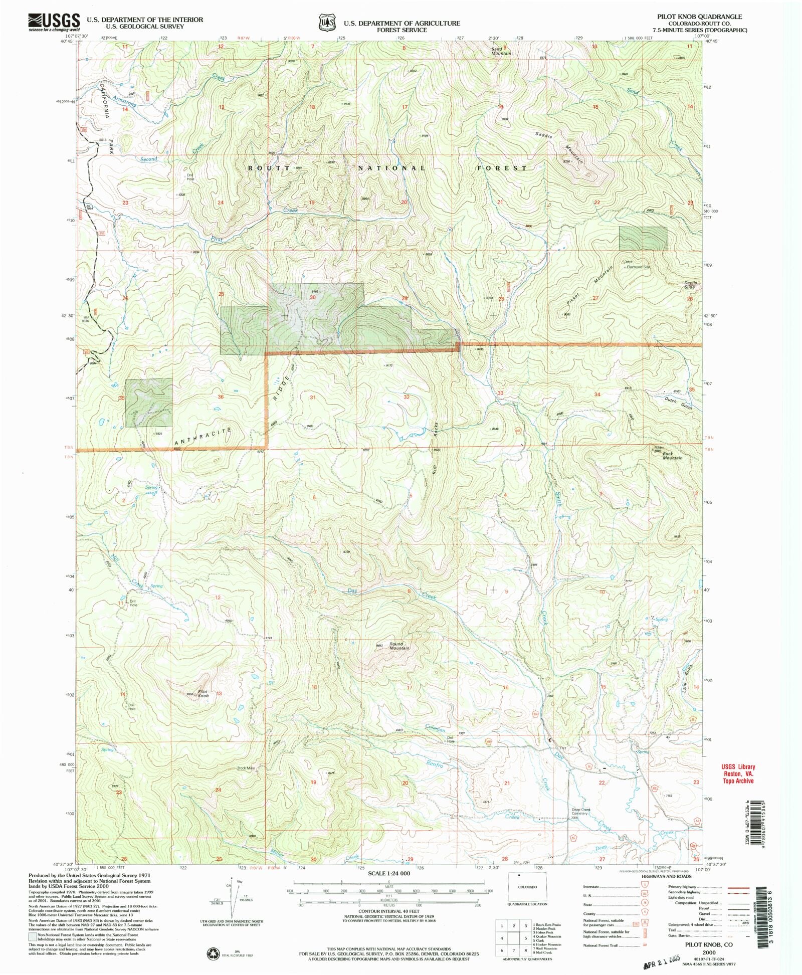 Classic USGS Pilot Knob Colorado 7.5'x7.5' Topo Map – MyTopo Map Store