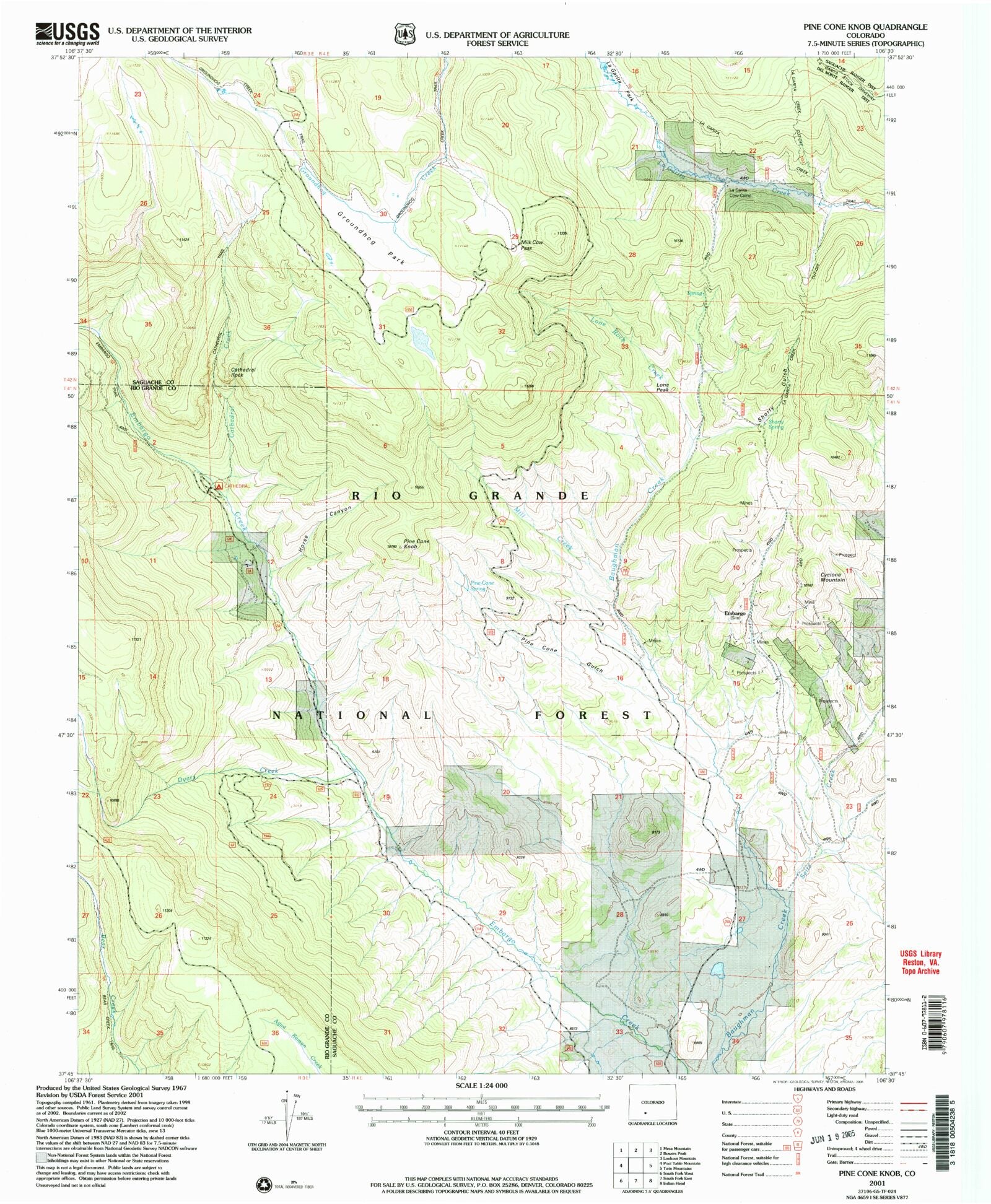 Classic USGS Pine Cone Knob Colorado 7.5'x7.5' Topo Map – MyTopo Map Store
