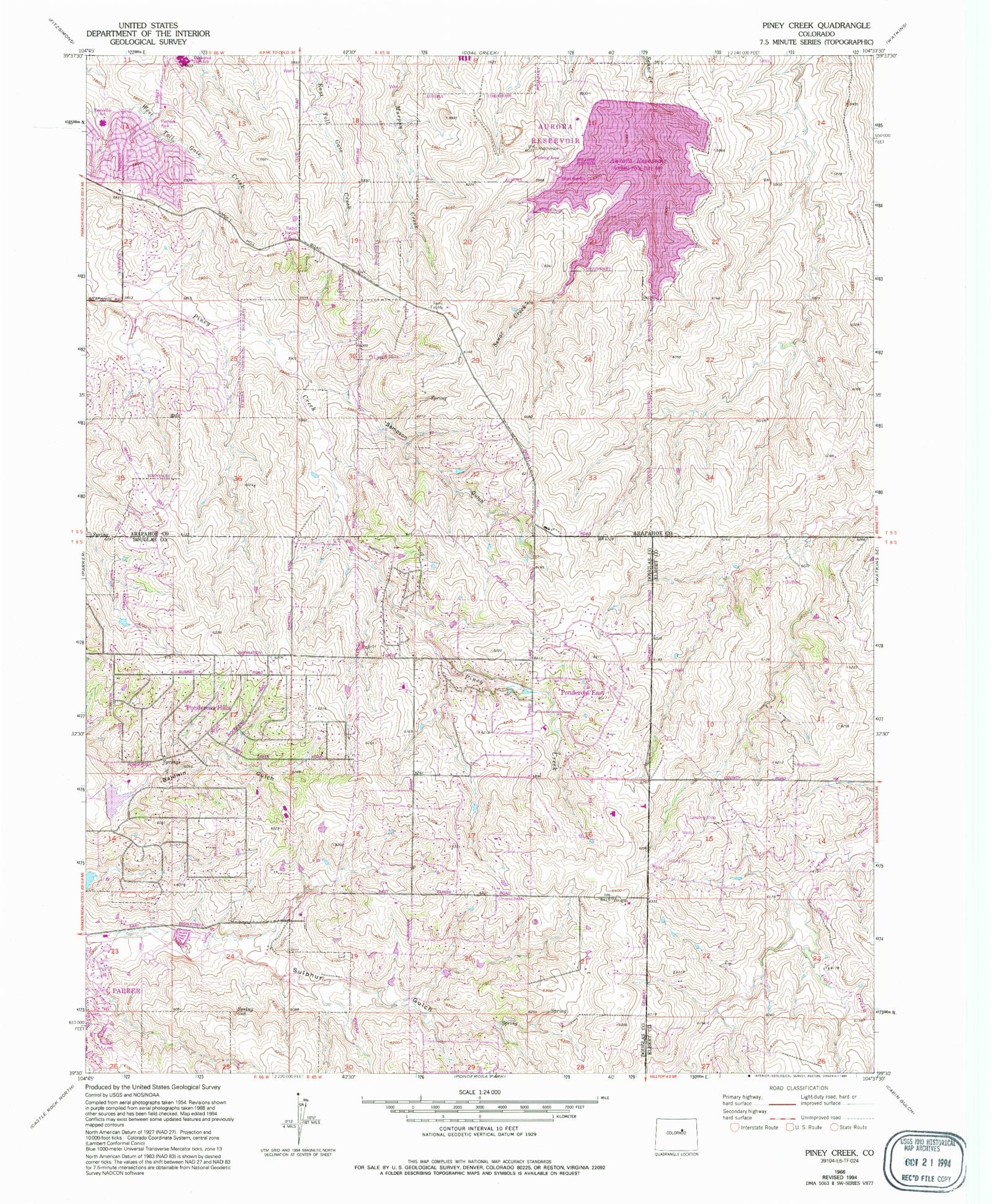 Classic USGS Piney Creek Colorado 7.5'x7.5' Topo Map – MyTopo Map Store