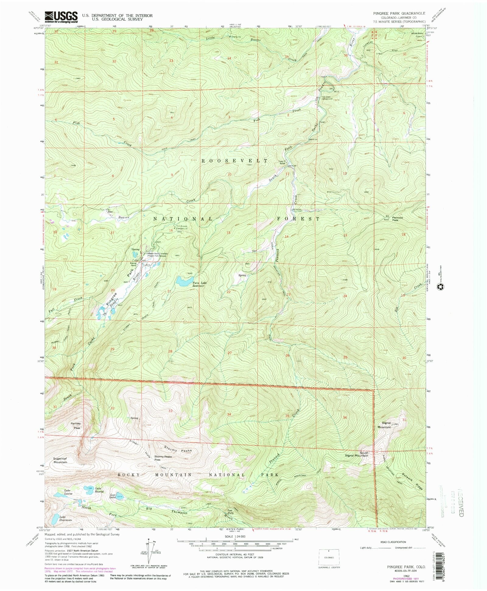 USGS Classic Pingree Park Colorado 7.5'x7.5' Topo Map – MyTopo Map Store
