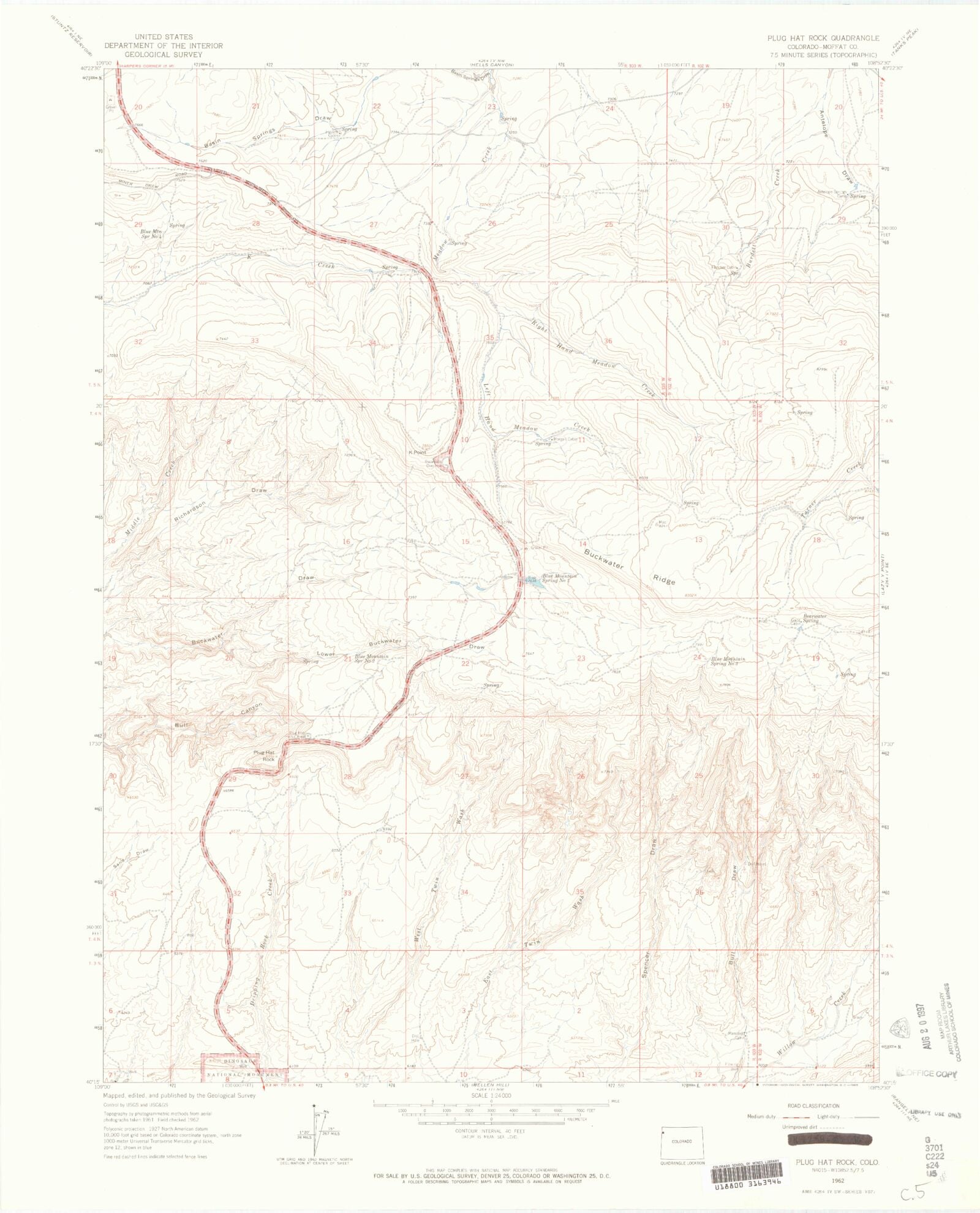 Classic USGS Plug Hat Rock Colorado 7.5'x7.5' Topo Map – MyTopo Map Store
