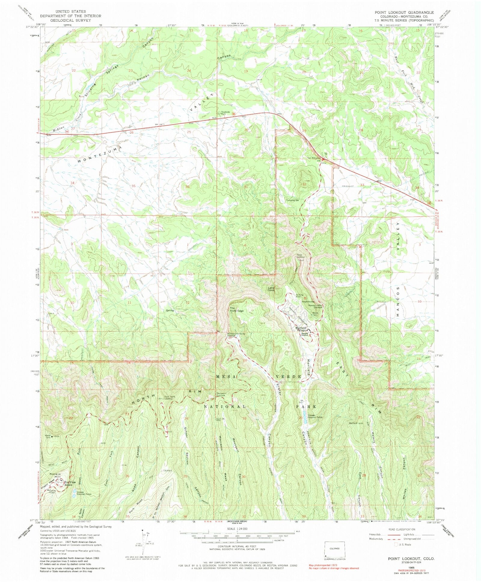 Classic USGS Point Lookout Colorado 7.5'x7.5' Topo Map – MyTopo Map Store