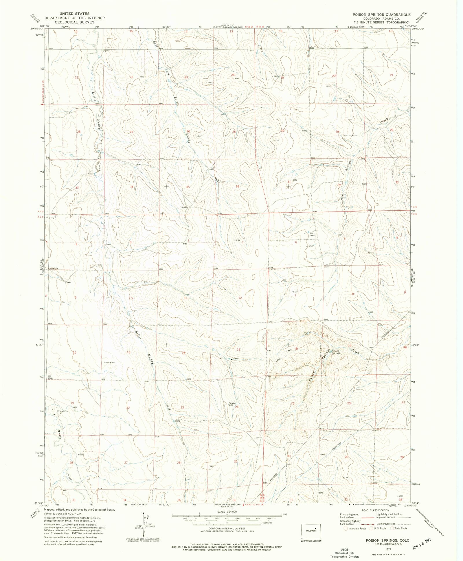 Classic USGS Poison Springs Colorado 7.5'x7.5' Topo Map – MyTopo Map Store