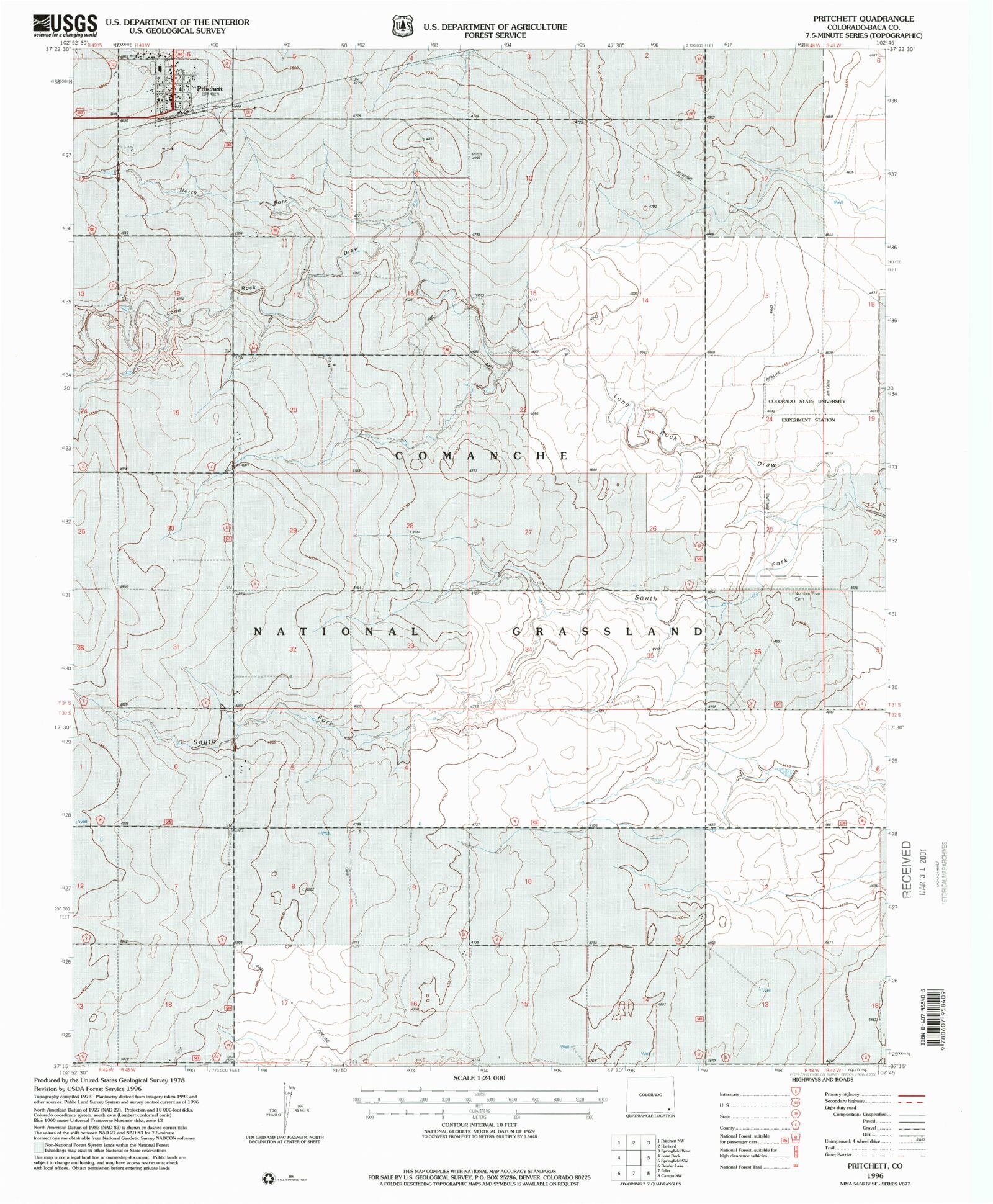 Classic USGS Pritchett Colorado 7.5'x7.5' Topo Map – MyTopo Map Store