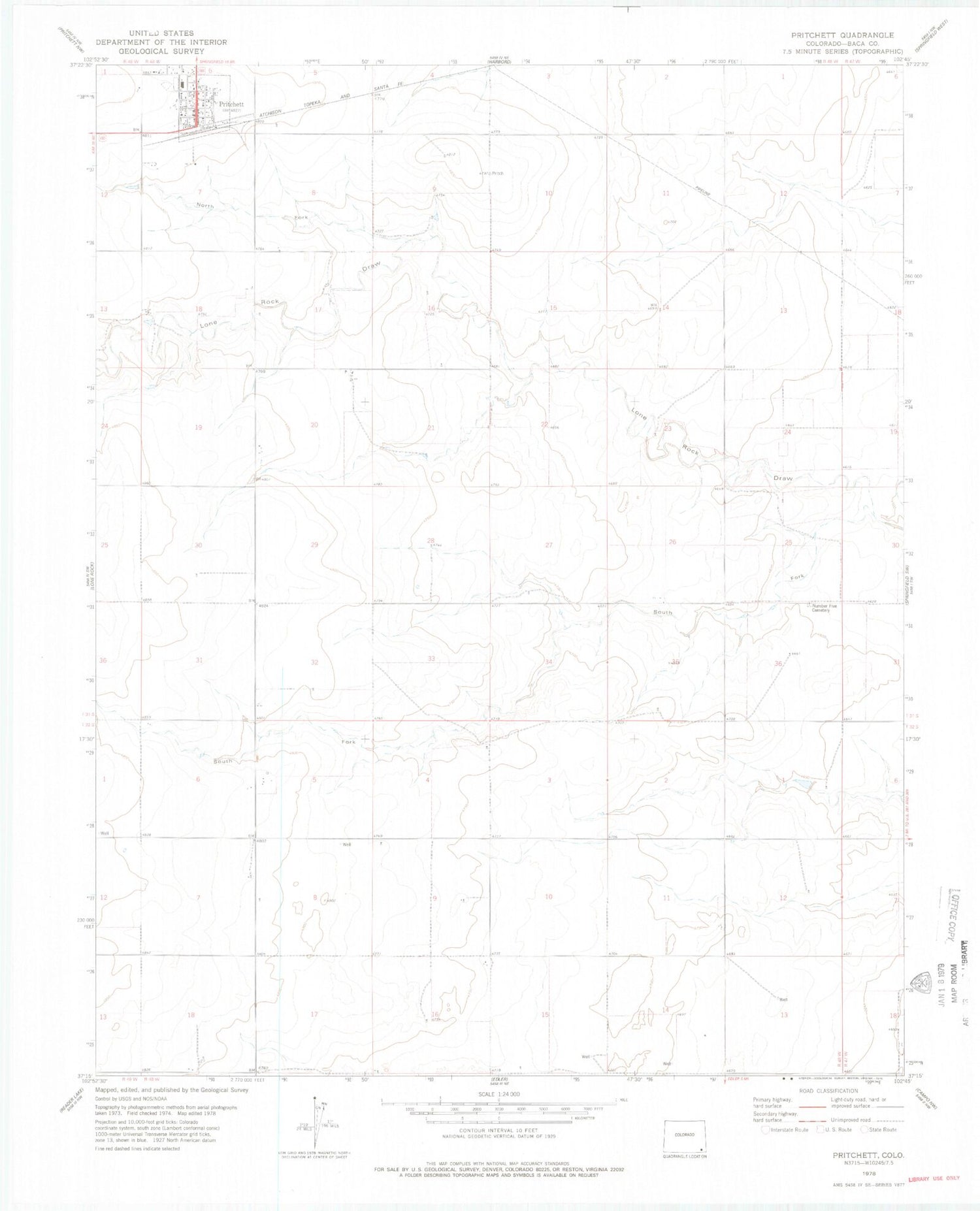 Classic USGS Pritchett Colorado 7.5'x7.5' Topo Map – MyTopo Map Store
