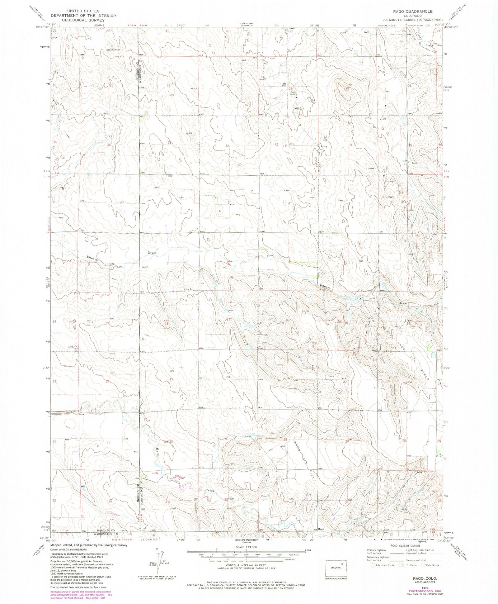 Classic USGS Rago Colorado 7.5'x7.5' Topo Map – MyTopo Map Store