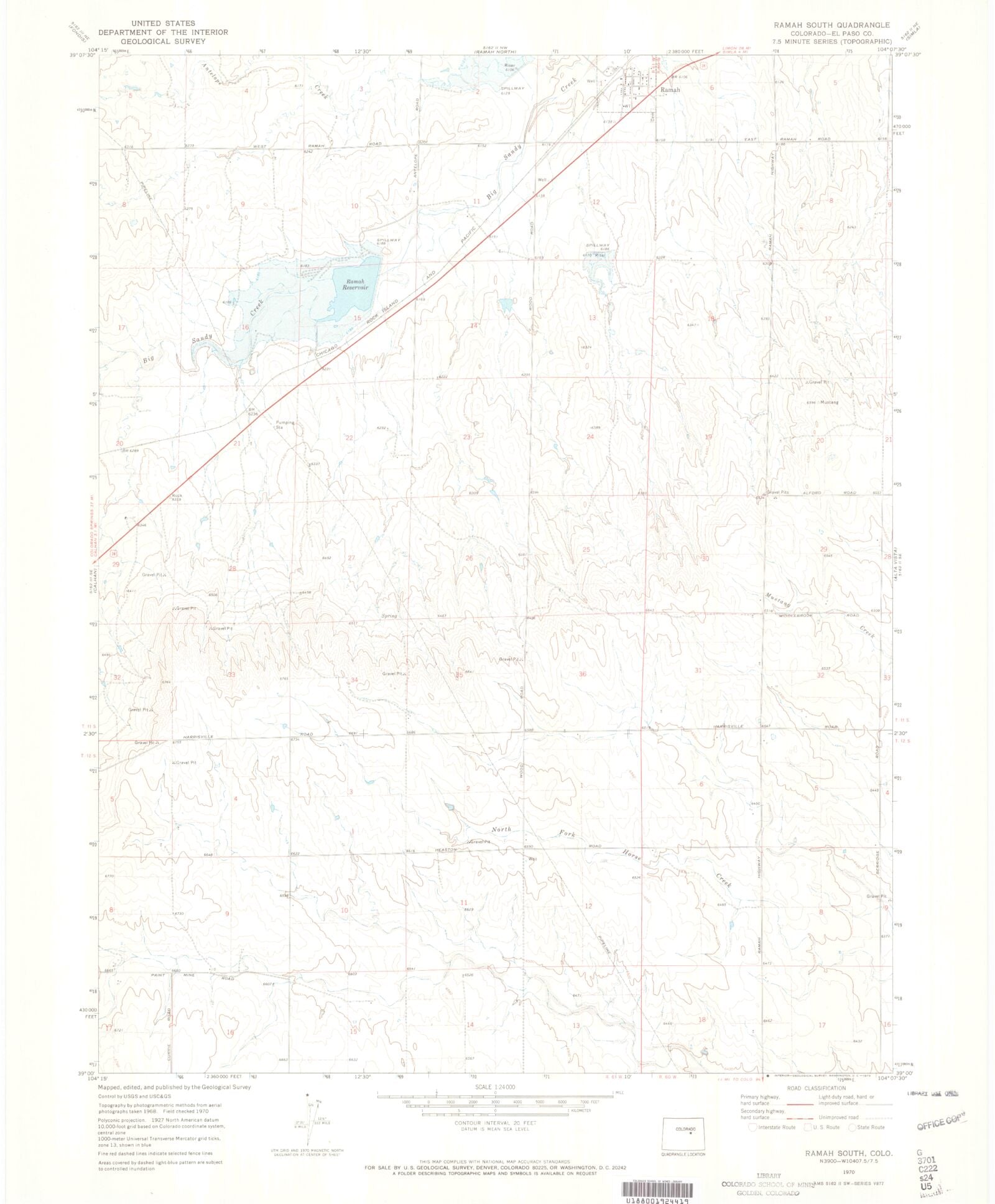 Classic USGS Ramah South Colorado 7.5'x7.5' Topo Map – MyTopo Map Store