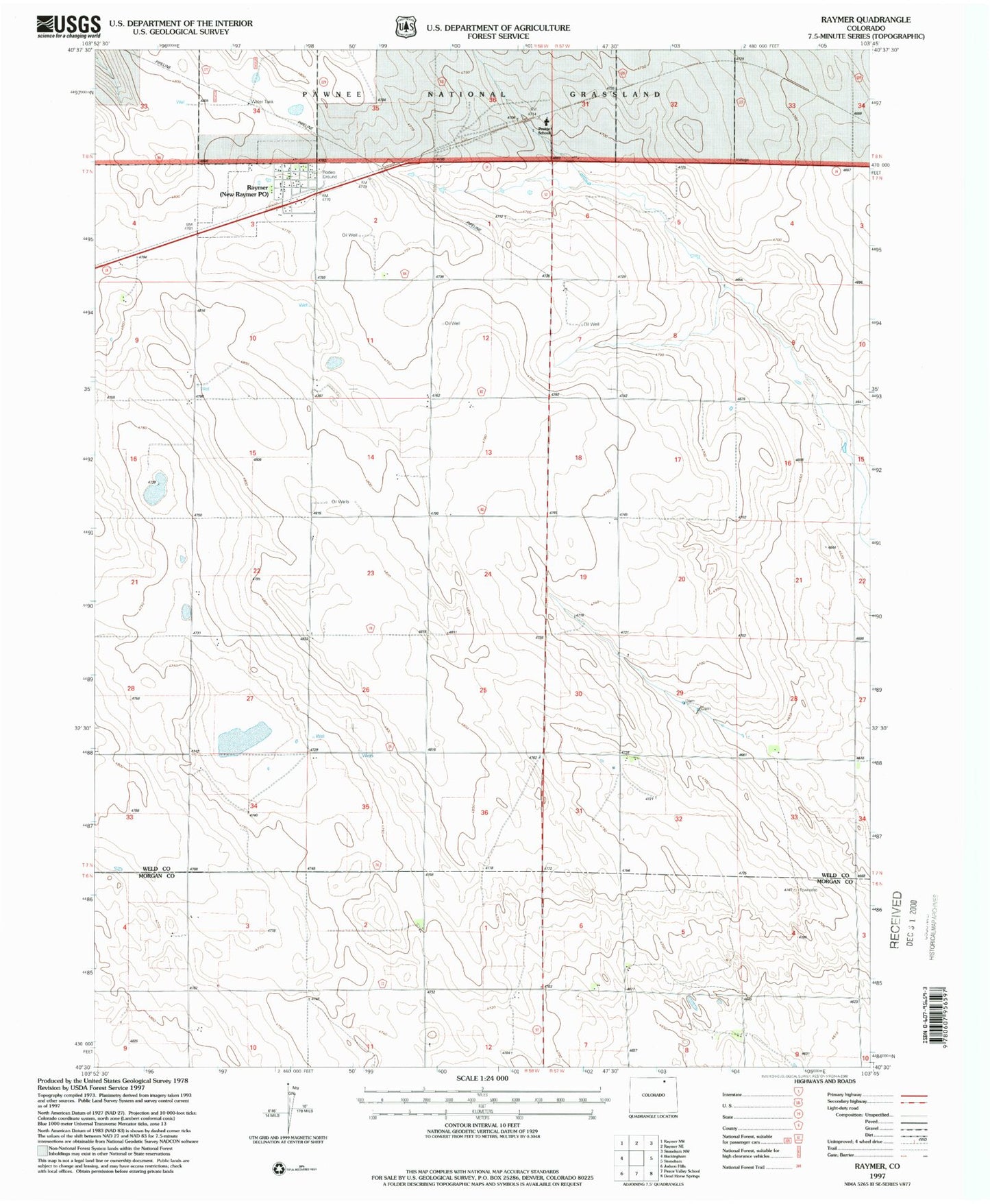 Classic USGS Raymer Colorado 7.5'x7.5' Topo Map – MyTopo Map Store