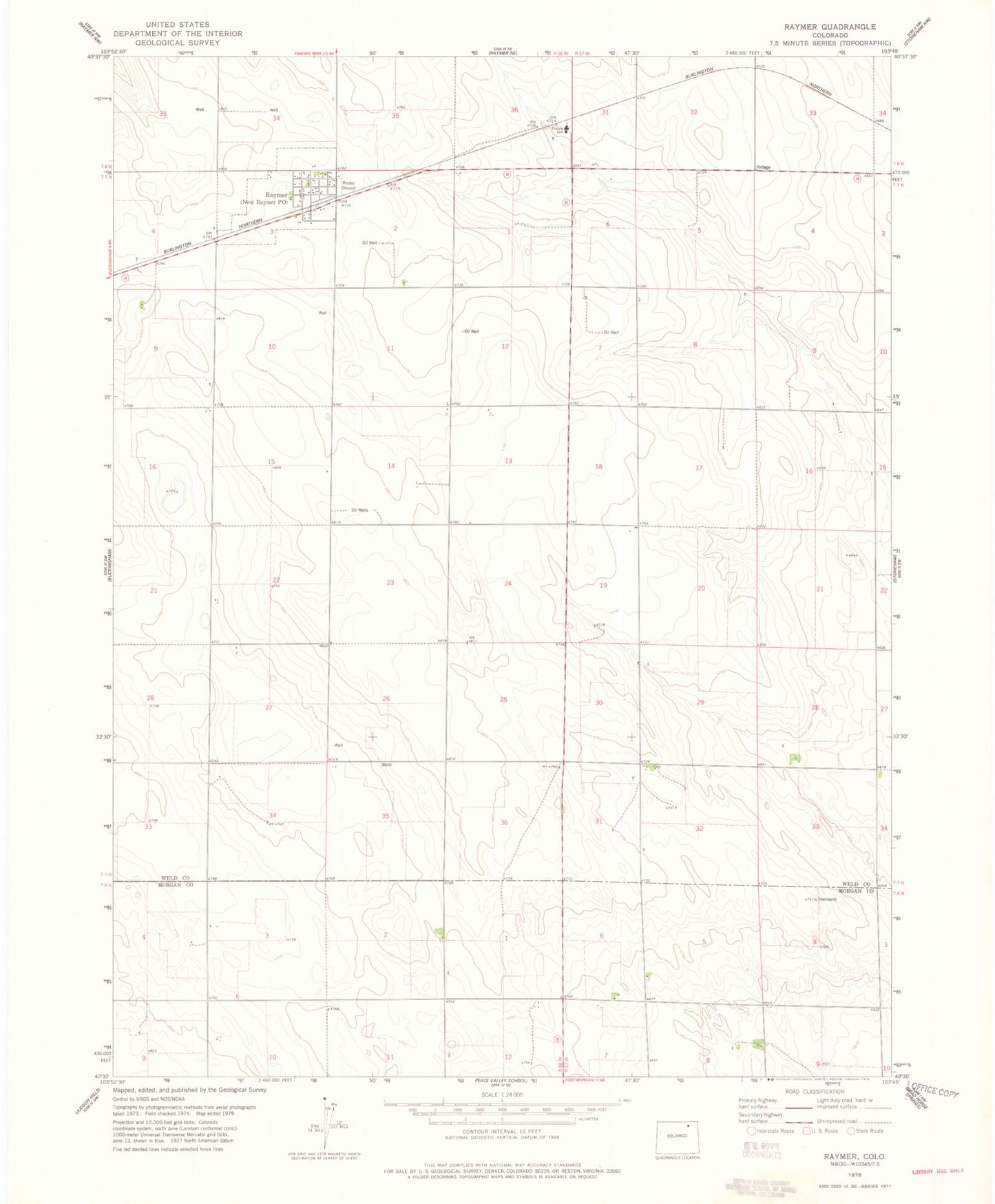 Classic USGS Raymer Colorado 7.5'x7.5' Topo Map – MyTopo Map Store