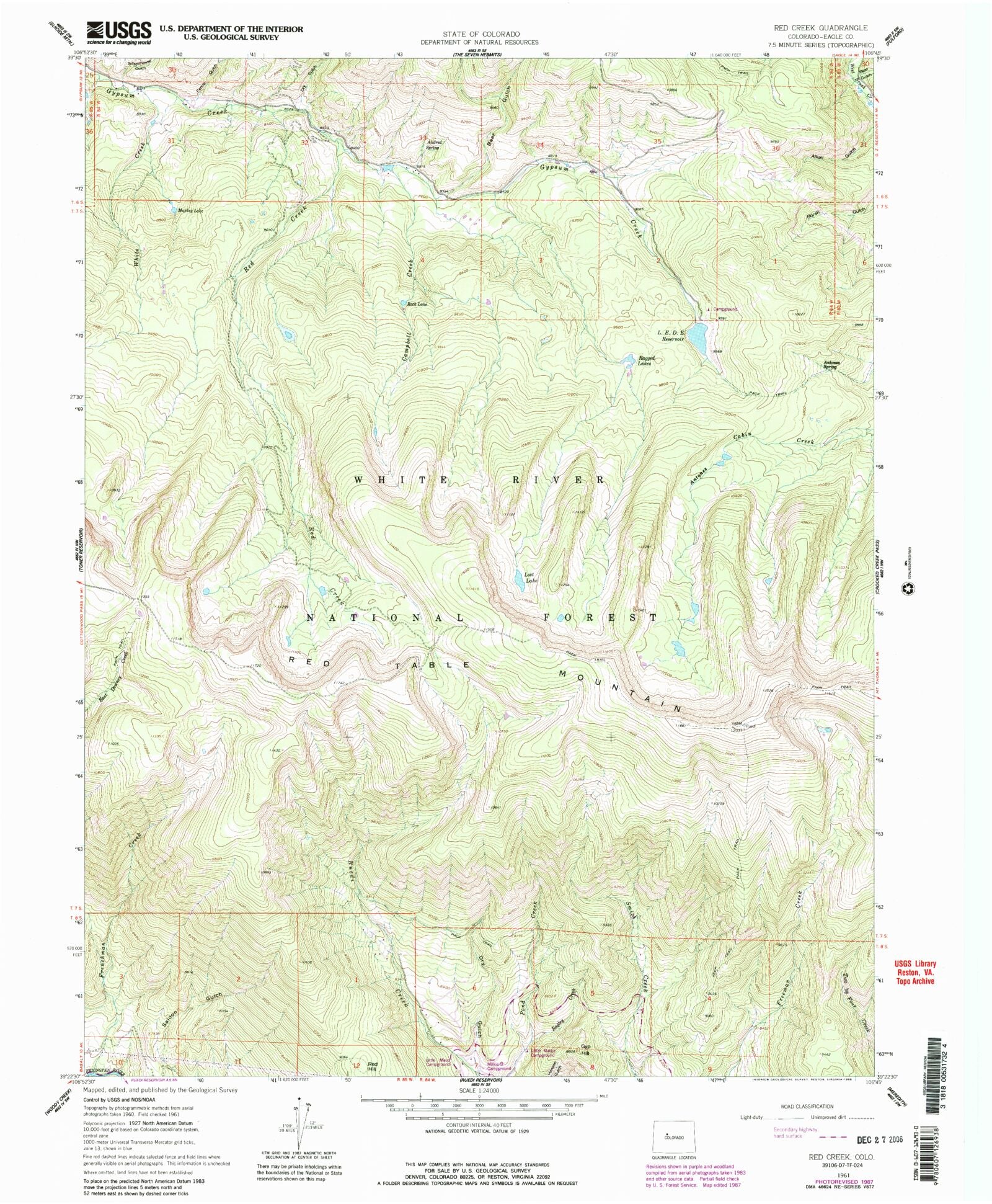Classic USGS Red Creek Colorado 7.5'x7.5' Topo Map – MyTopo Map Store