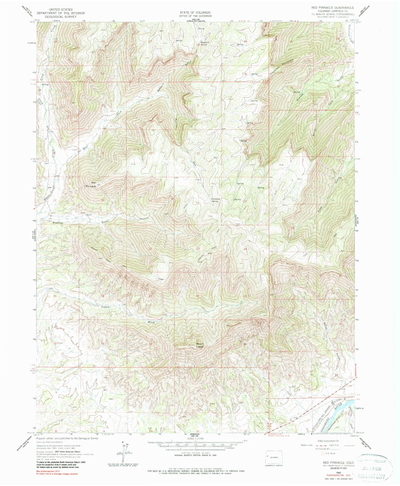 Classic USGS Red Pinnacle Colorado 7.5'x7.5' Topo Map – MyTopo Map Store