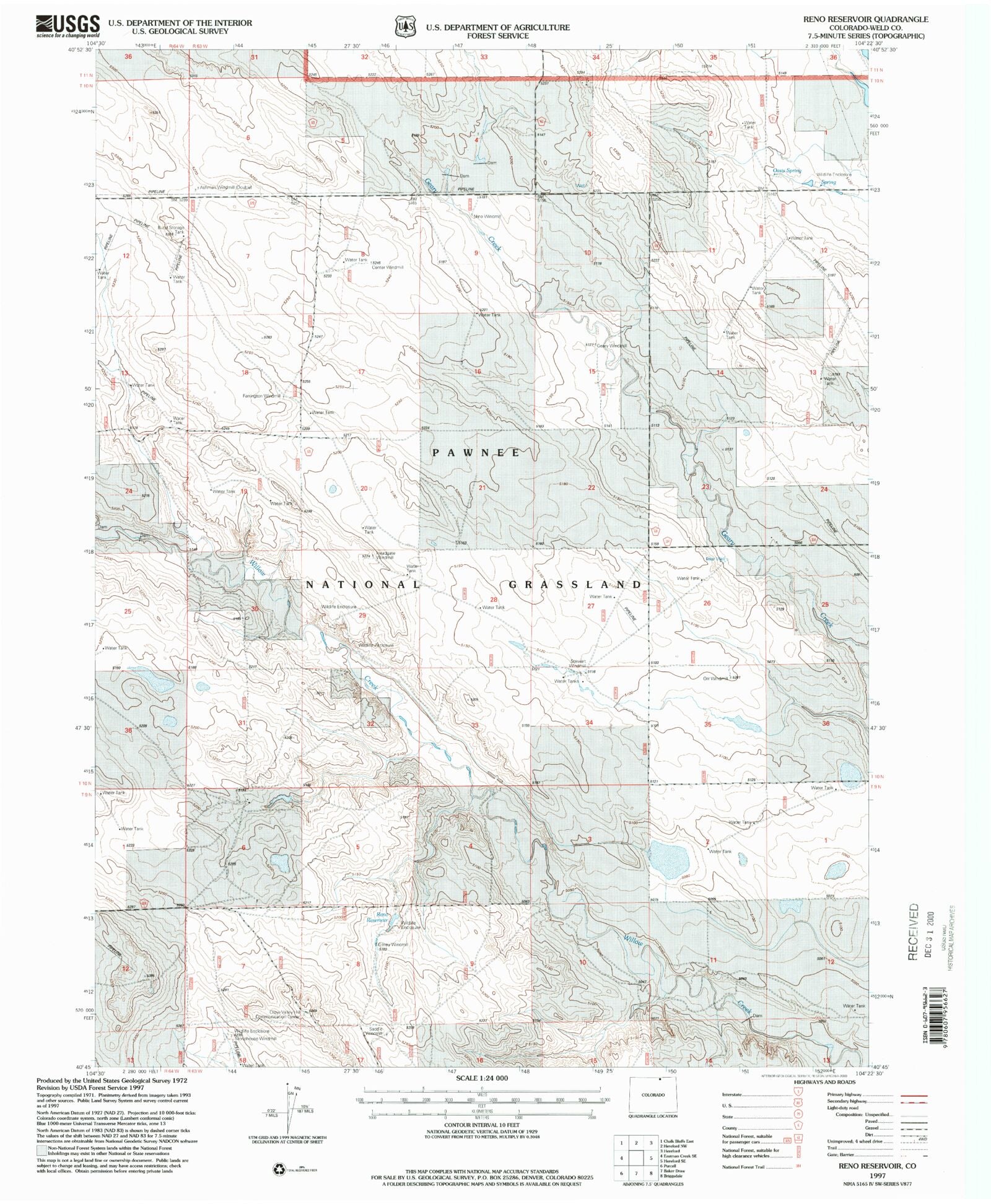 Classic USGS Reno Reservoir Colorado 7.5'x7.5' Topo Map – MyTopo Map Store