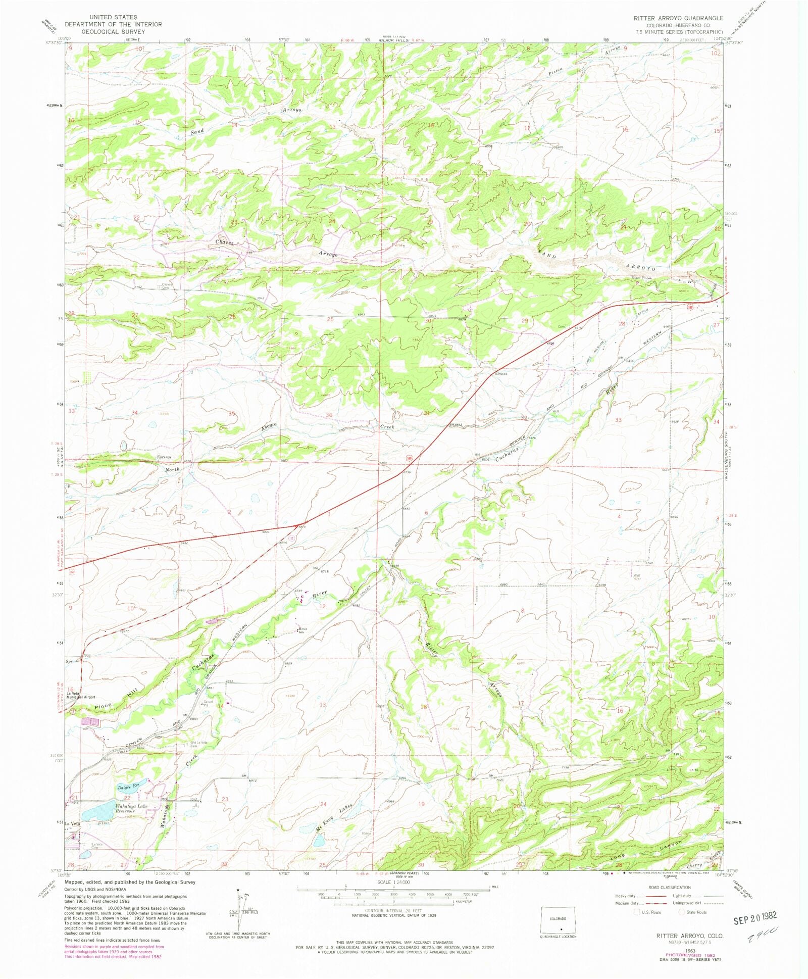 Classic USGS Ritter Arroyo Colorado 7.5'x7.5' Topo Map – MyTopo Map Store