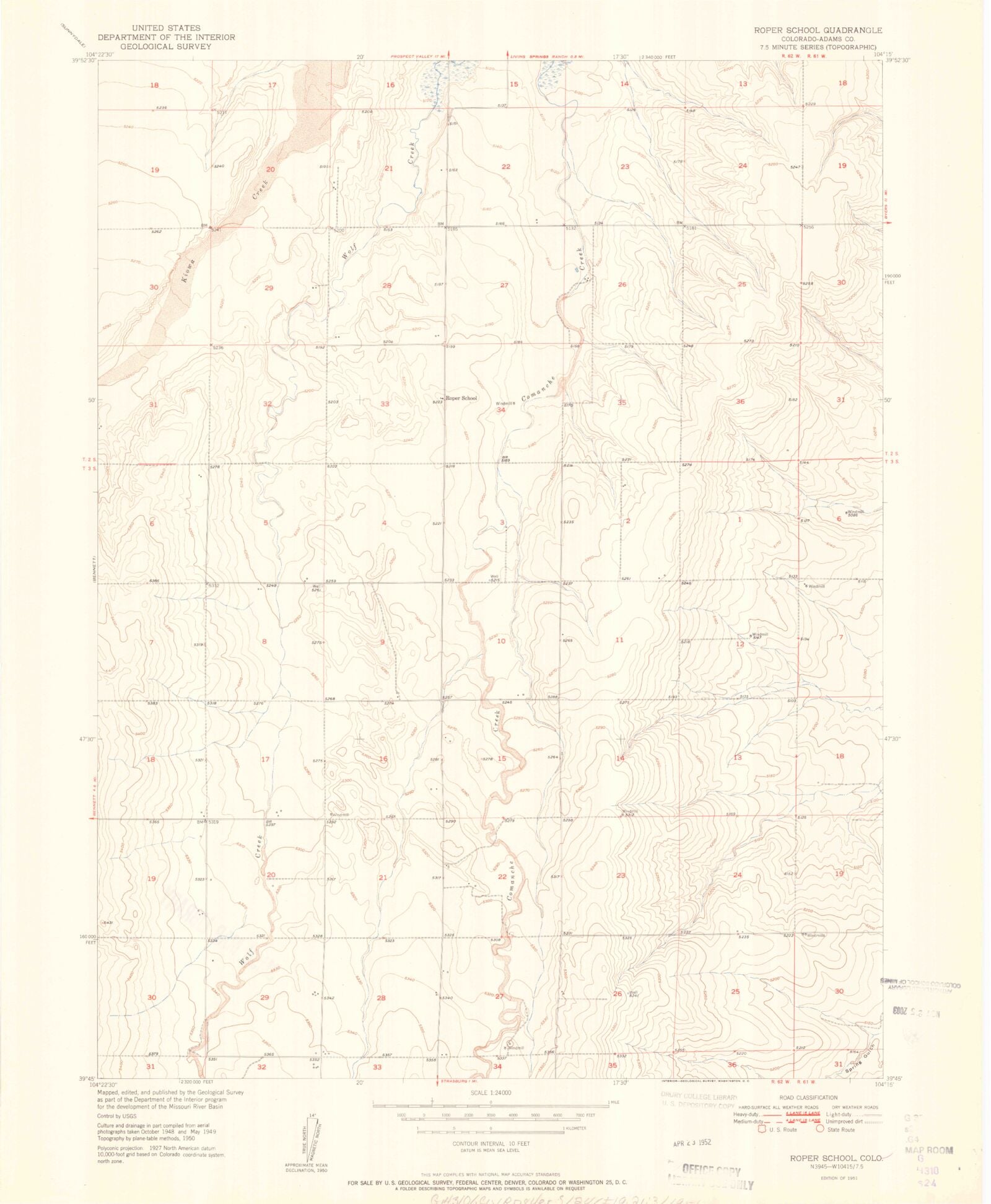 Classic USGS Roper School Colorado 7.5'x7.5' Topo Map – MyTopo Map Store
