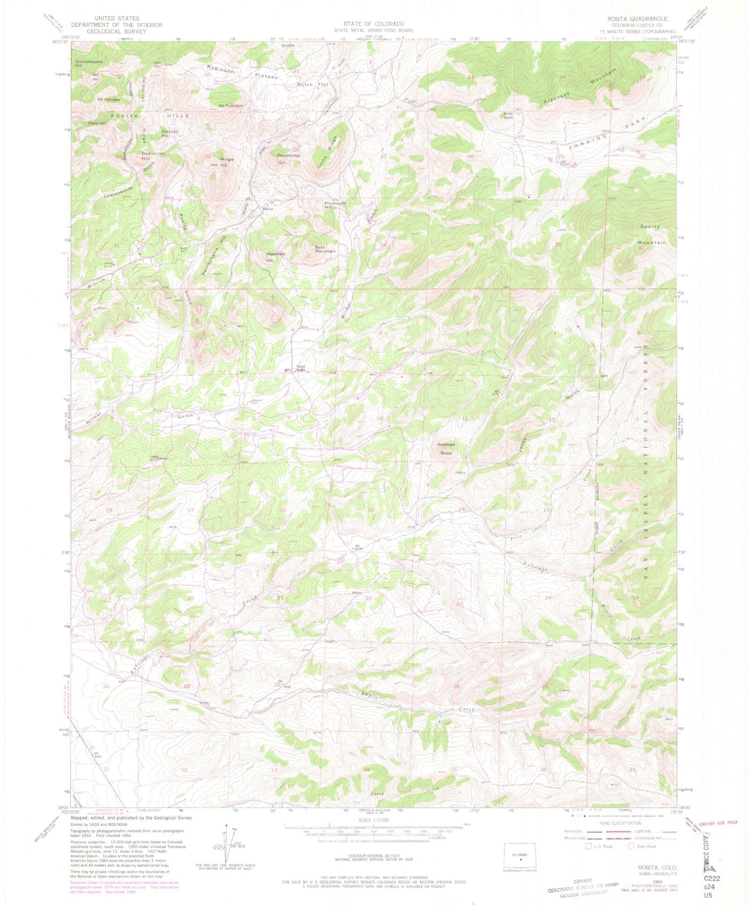 Classic USGS Rosita Colorado 7.5'x7.5' Topo Map – MyTopo Map Store