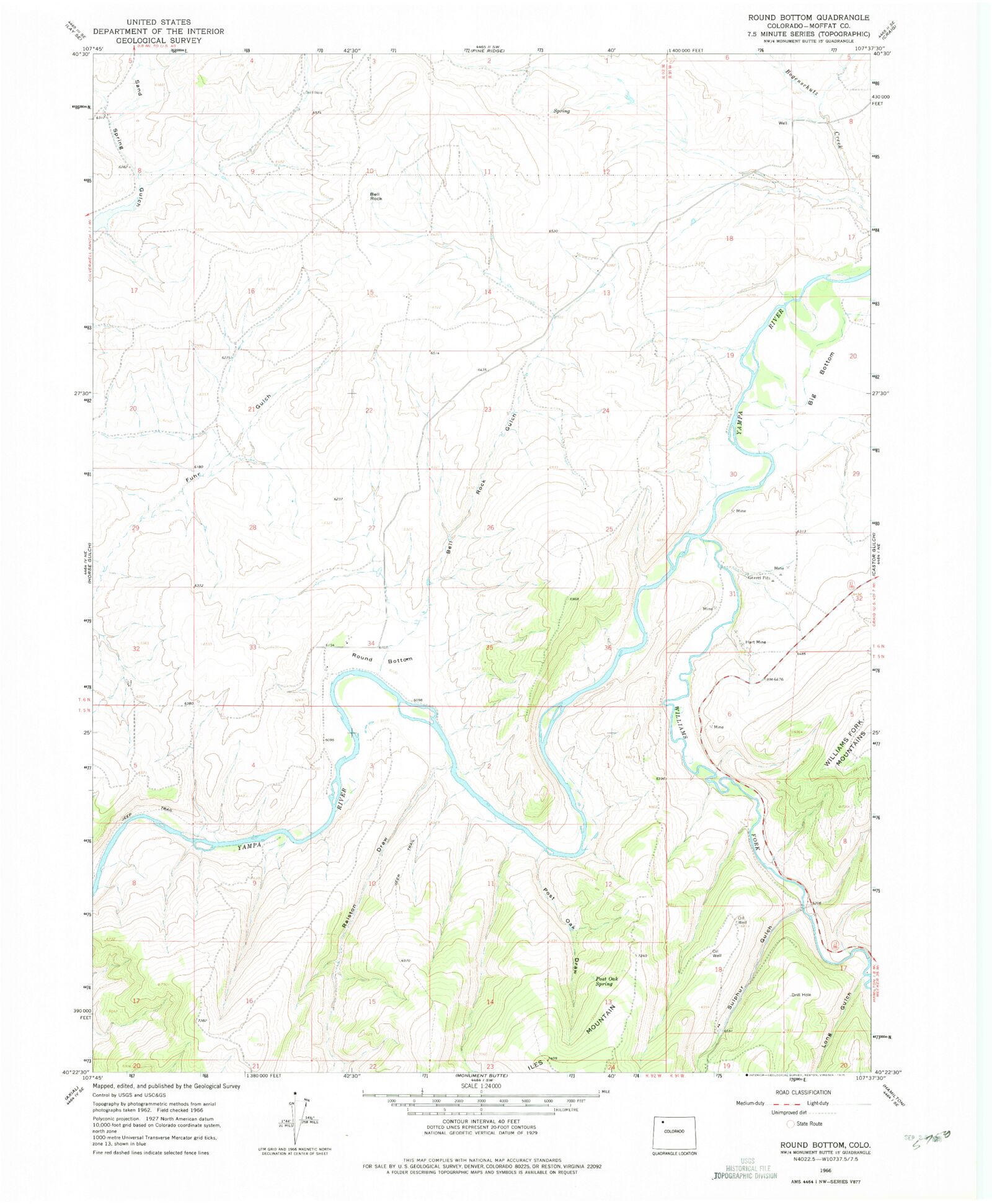 Classic USGS Round Bottom Colorado 7.5'x7.5' Topo Map – MyTopo Map Store