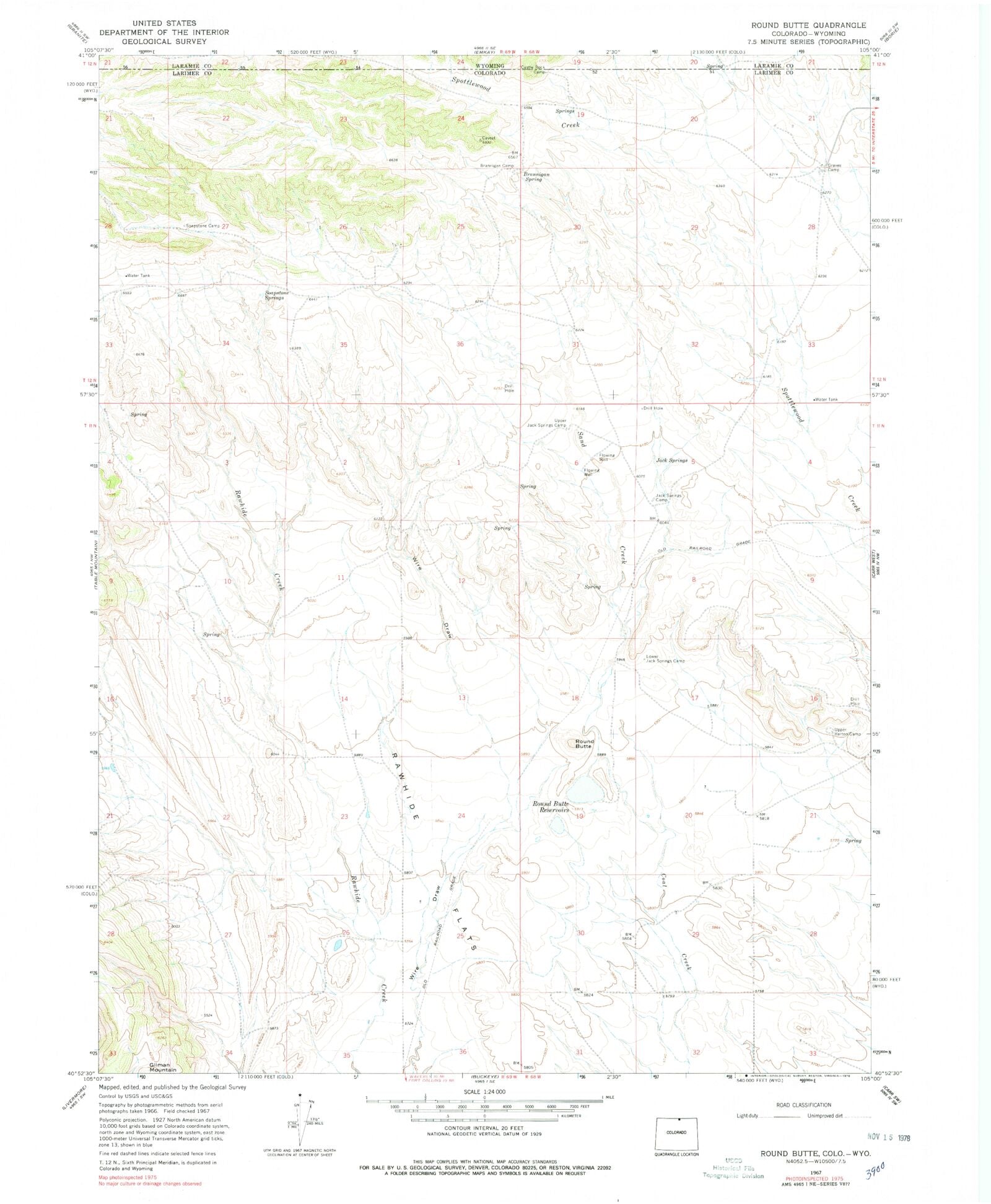 Classic USGS Round Butte Colorado 7.5'x7.5' Topo Map – MyTopo Map Store