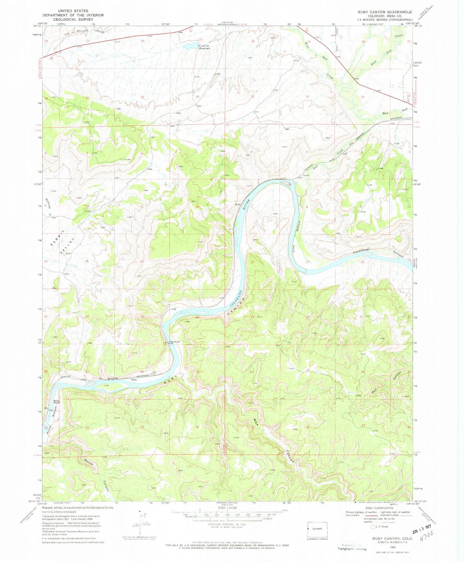 Classic USGS Ruby Canyon Colorado 7.5'x7.5' Topo Map – MyTopo Map Store