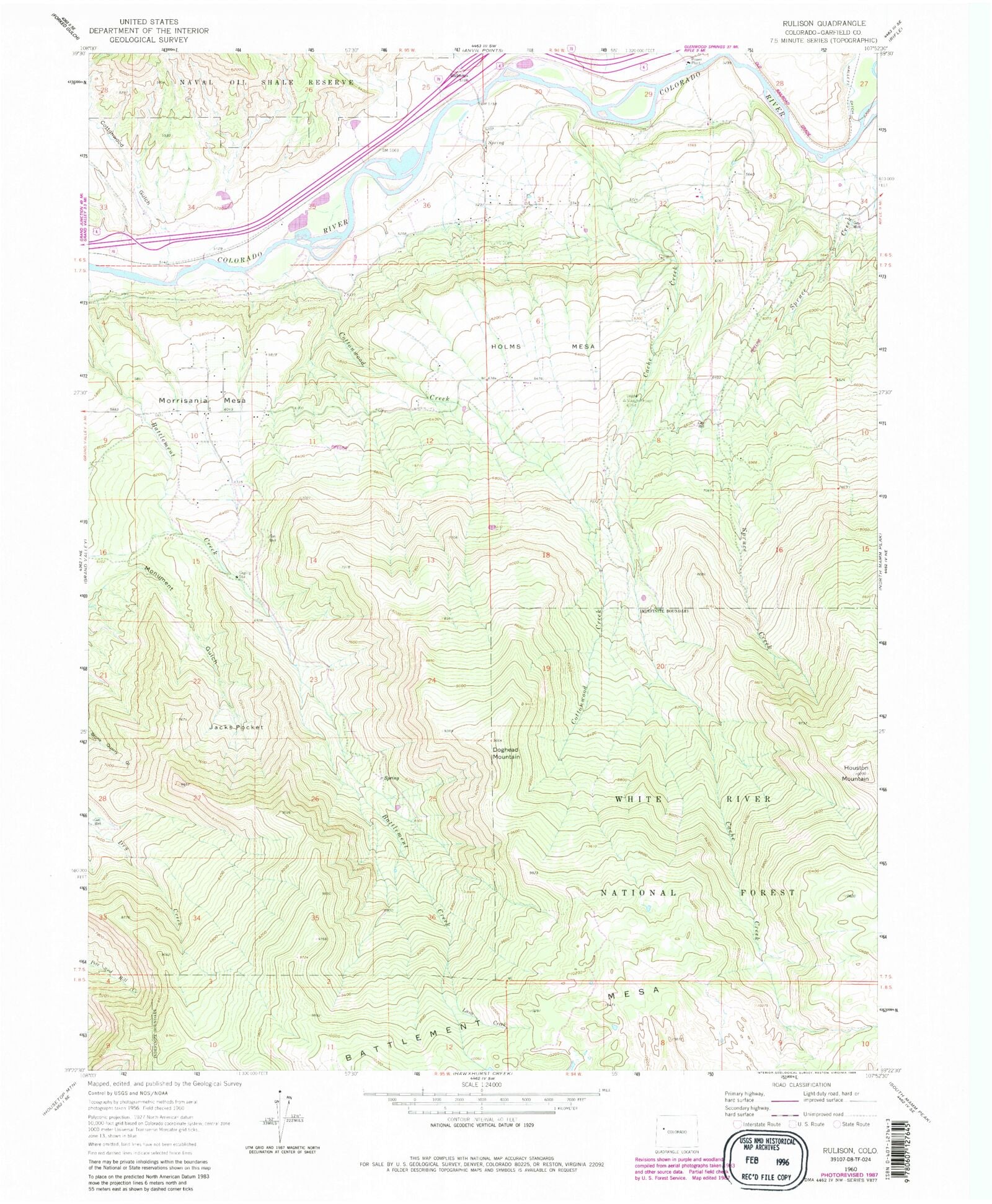 Classic USGS Rulison Colorado 7.5'x7.5' Topo Map – MyTopo Map Store