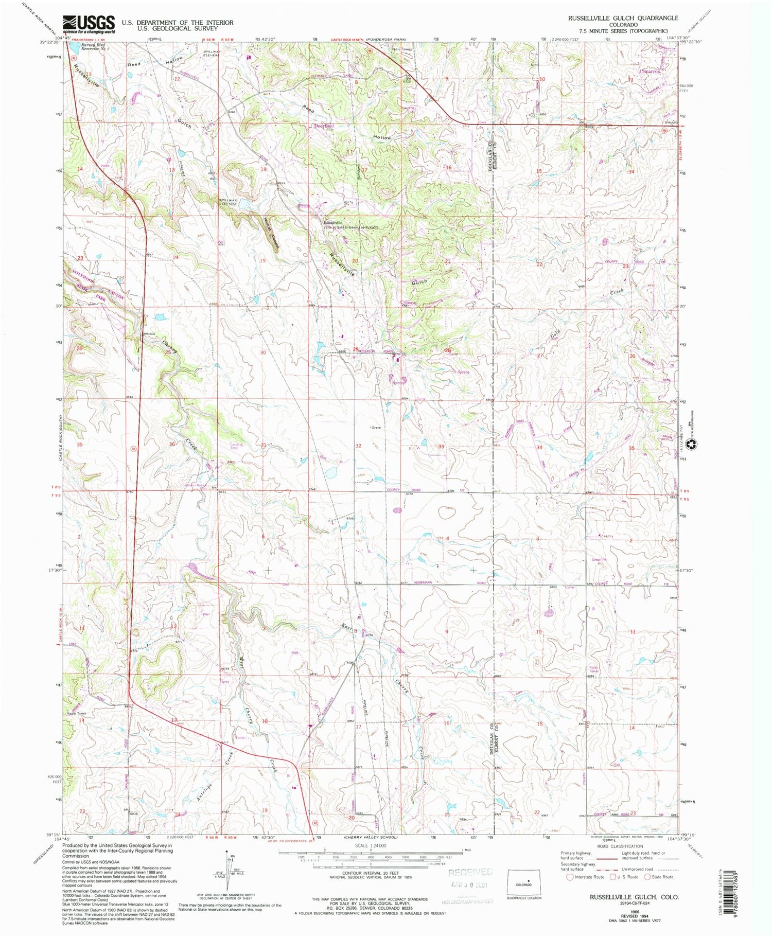 Classic USGS Russellville Gulch Colorado 7.5'x7.5' Topo Map – MyTopo ...