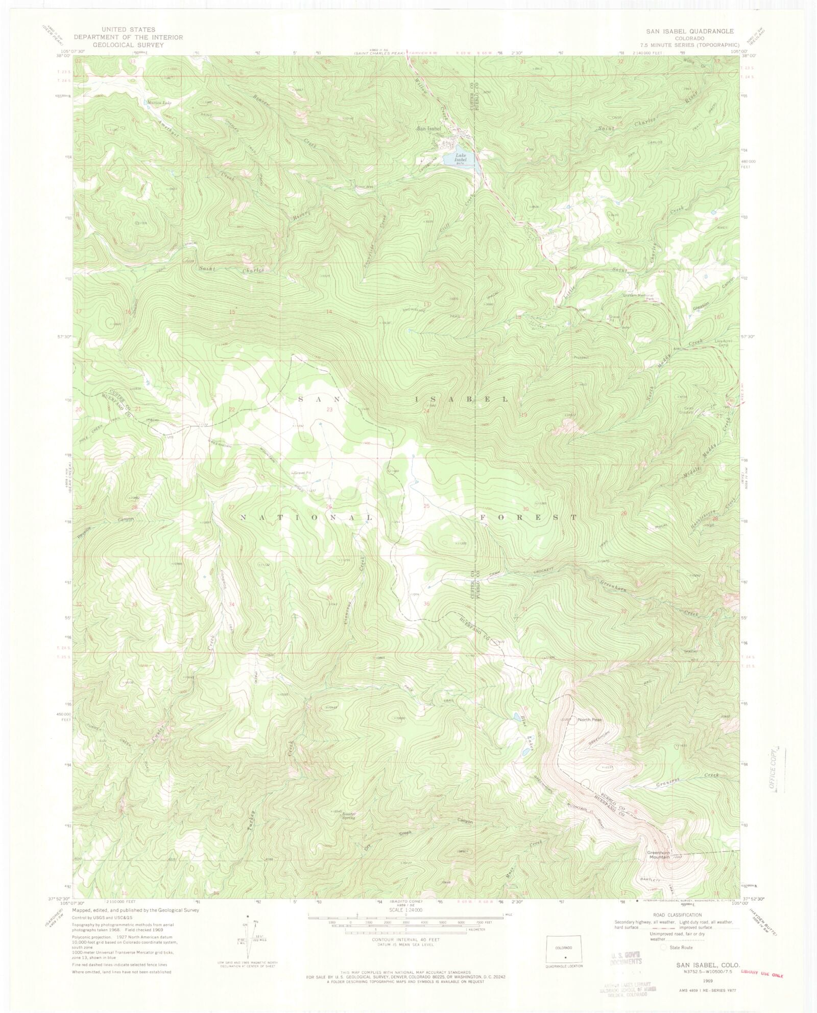 Classic USGS San Isabel Colorado 7.5'x7.5' Topo Map – MyTopo Map Store