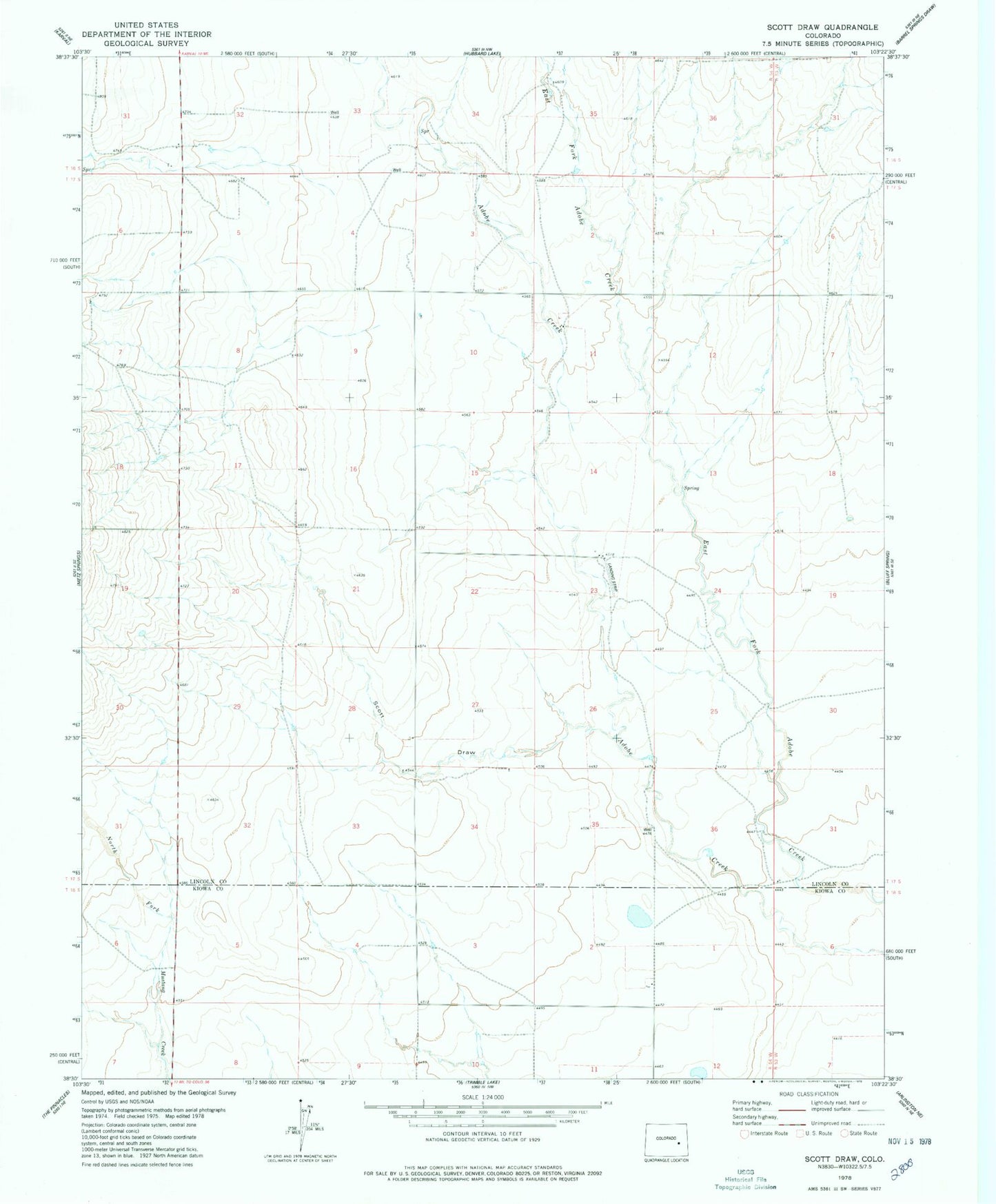 Classic USGS Scott Draw Colorado 7.5'x7.5' Topo Map – MyTopo Map Store