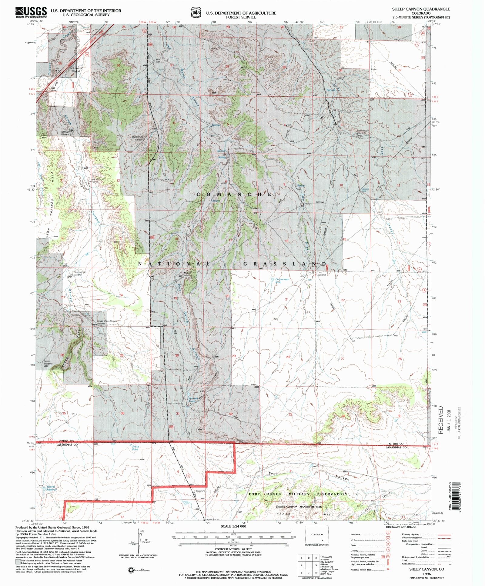 Classic USGS Sheep Canyon Colorado 7.5'x7.5' Topo Map – MyTopo Map Store