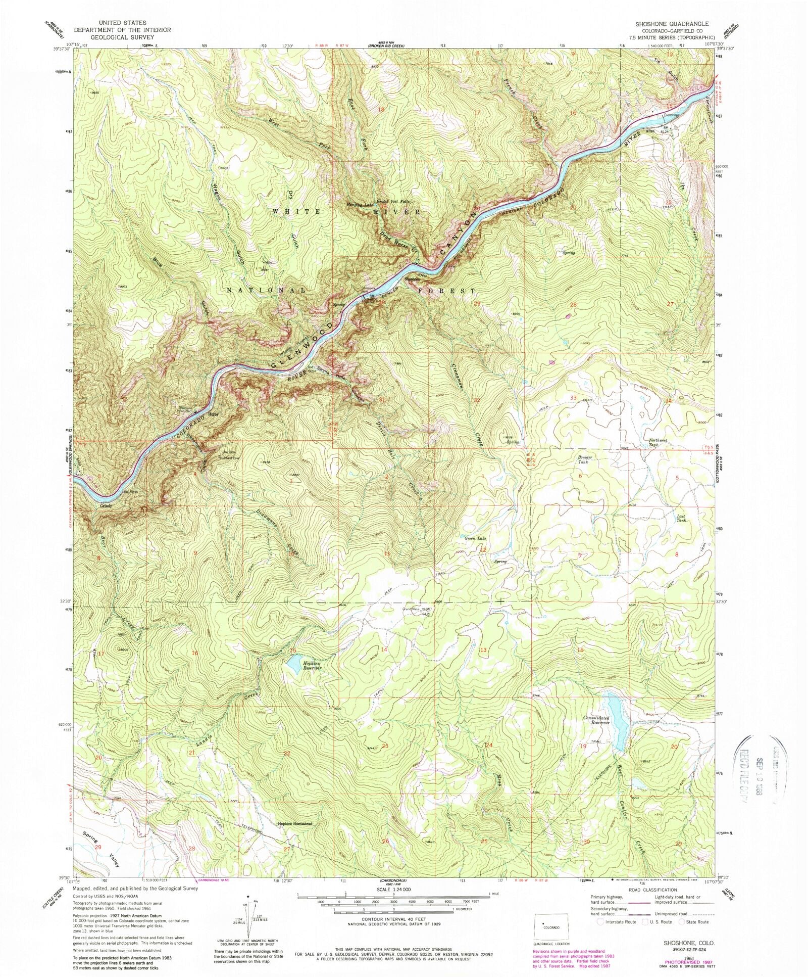 Classic USGS Shoshone Colorado 7.5'x7.5' Topo Map – MyTopo Map Store